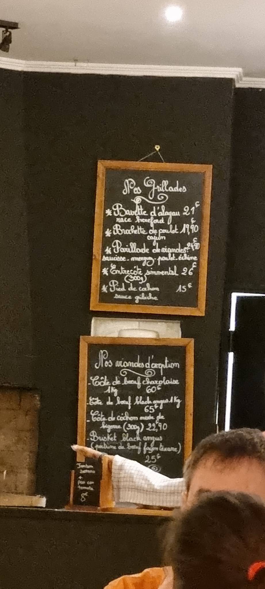 Menu au Café National, La Palme