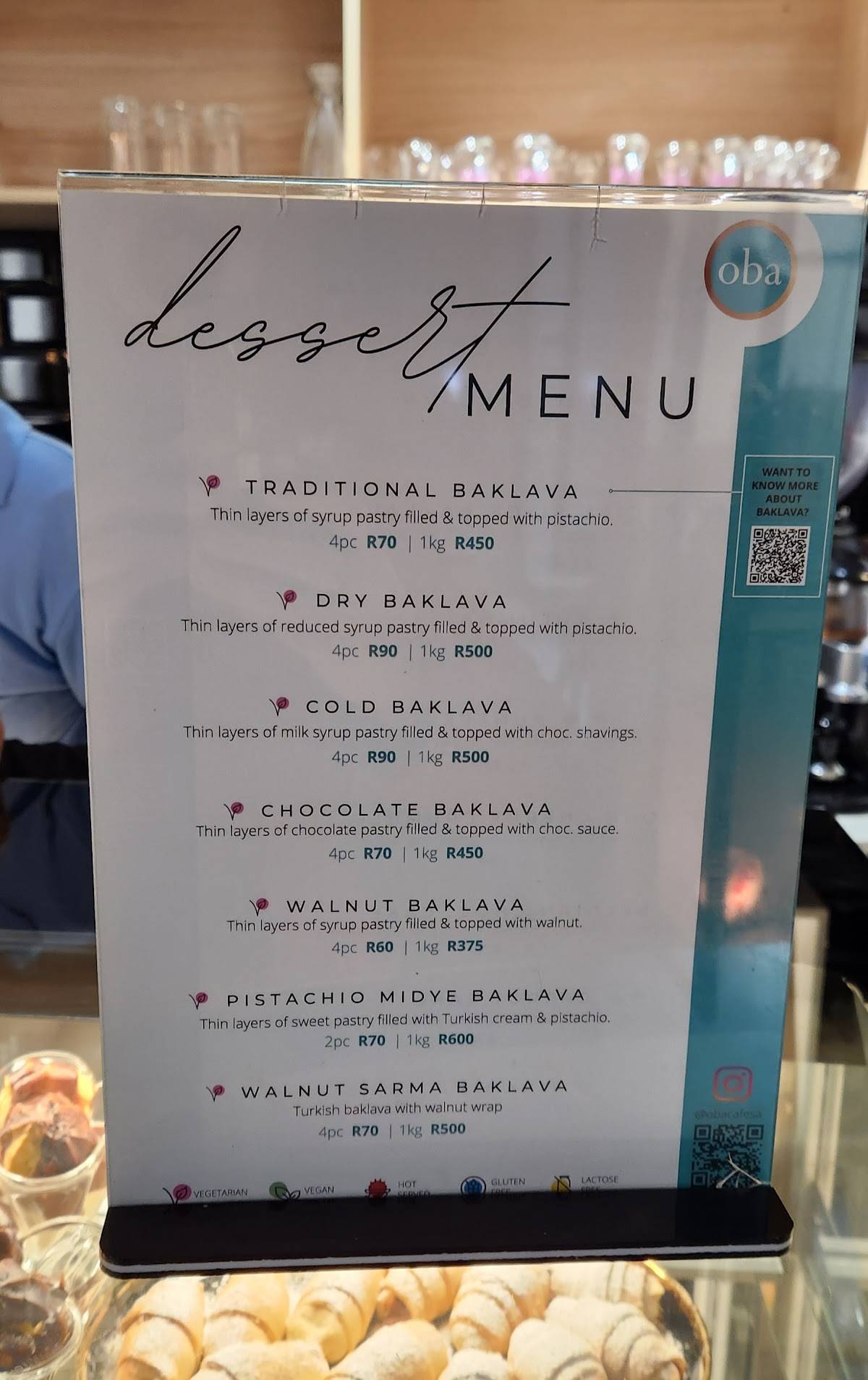 Menu at OBA CAFE, Randburg