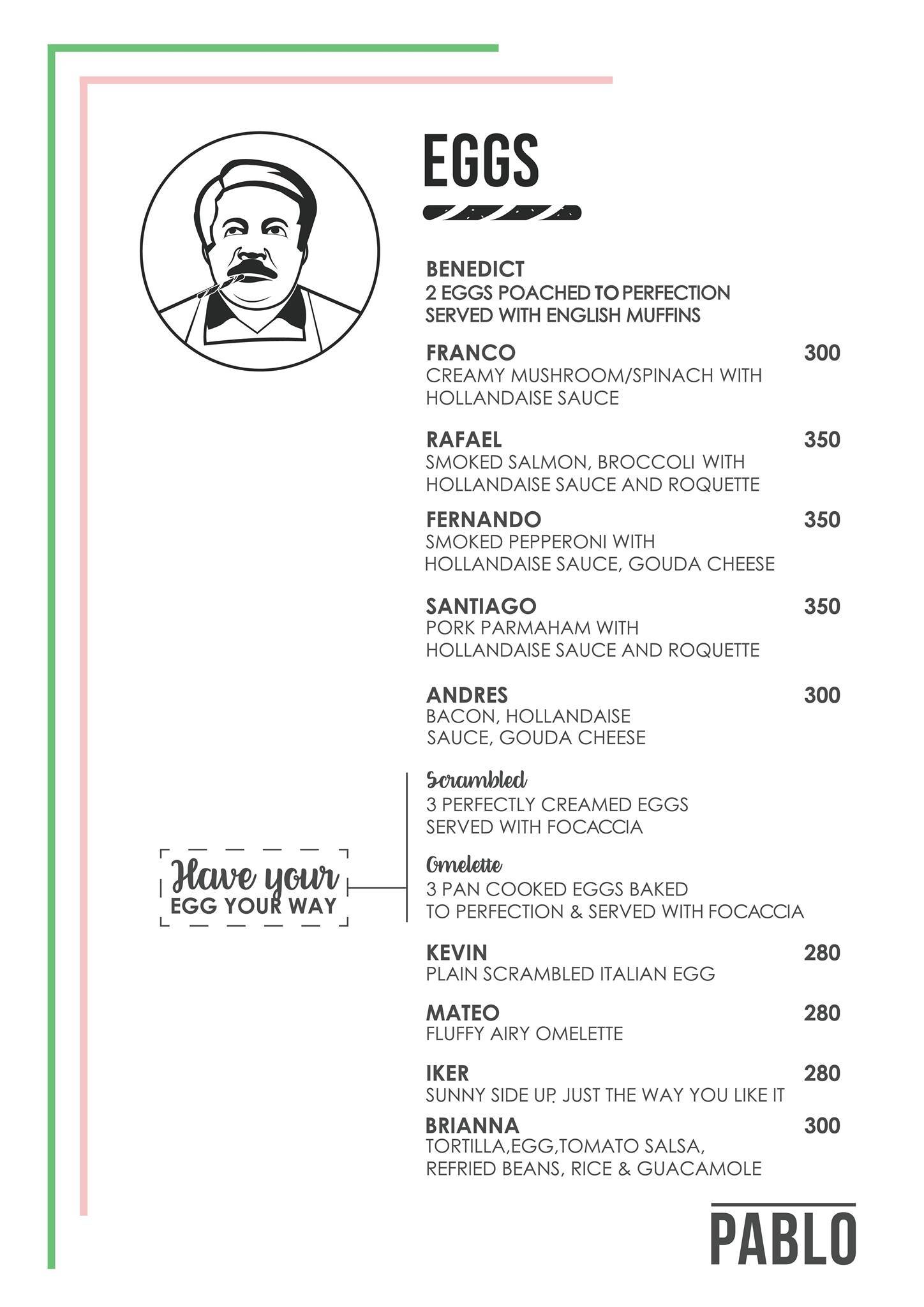 Menu at Pablo- The food Cartel, Gurugram