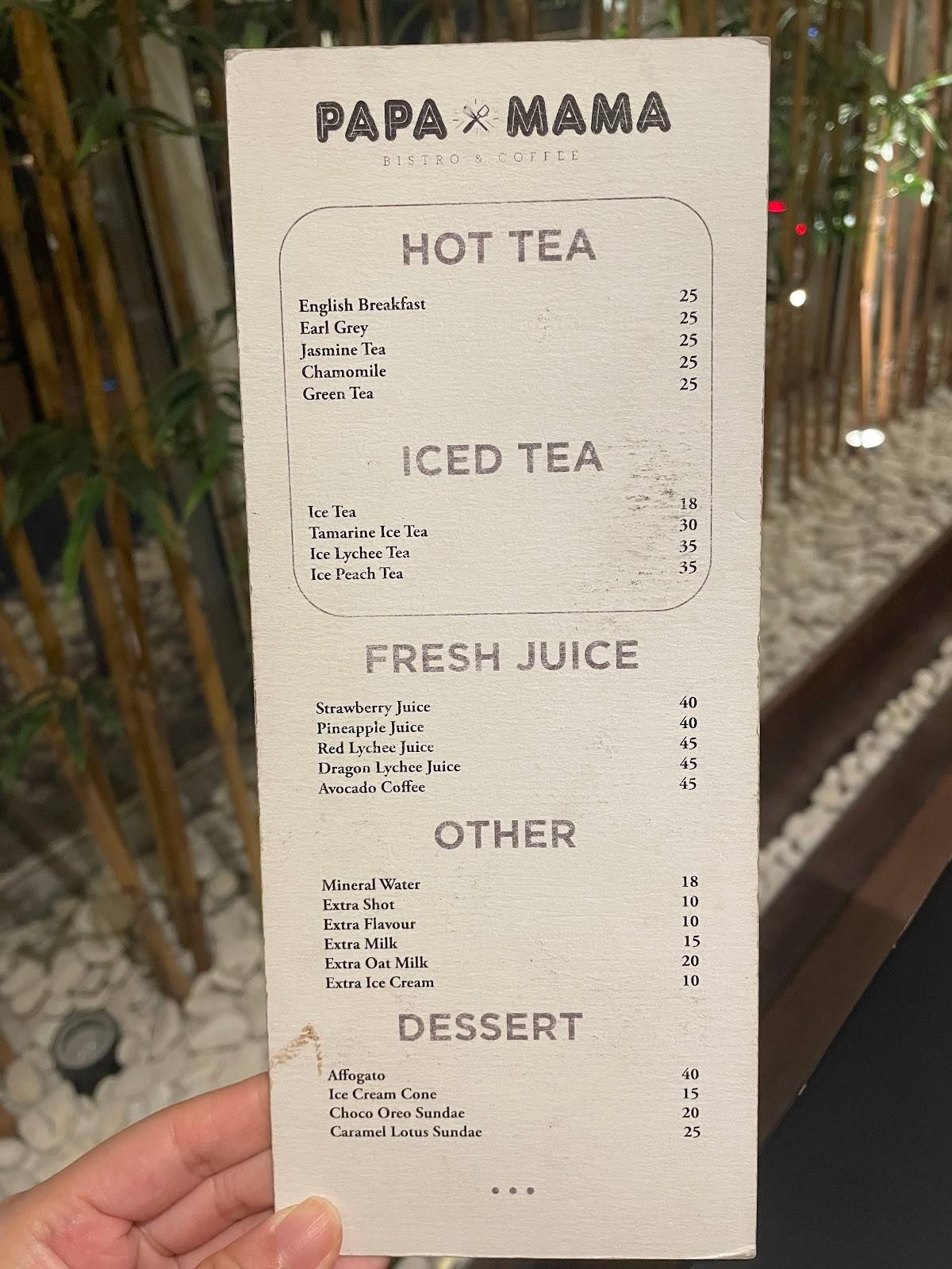 Menu at Papa & Mama Bistro and Coffee cafe, Jakarta, Ruko beach theme ...