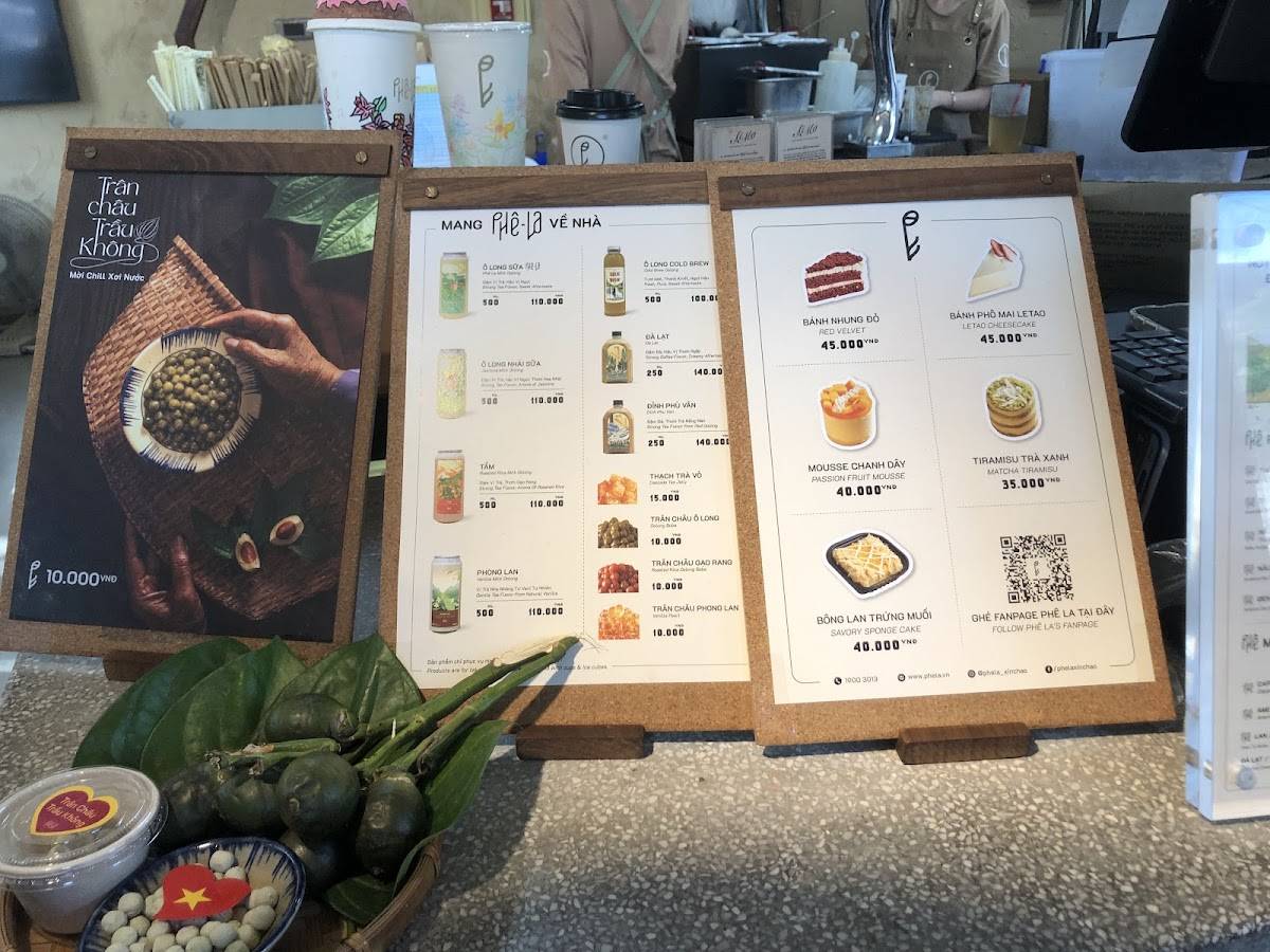 Menu at Phê La - Hàng Cót cafe, Hanoi