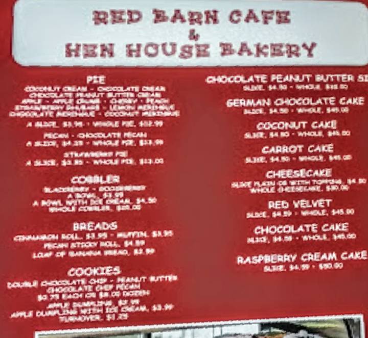 Menu at Red Barn Cafe, Mount Vernon, 107 W Mt Vernon Blvd
