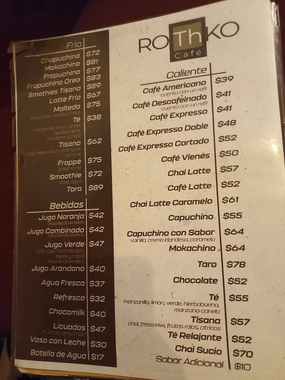 Carta de Café Rothko, Guadalajara
