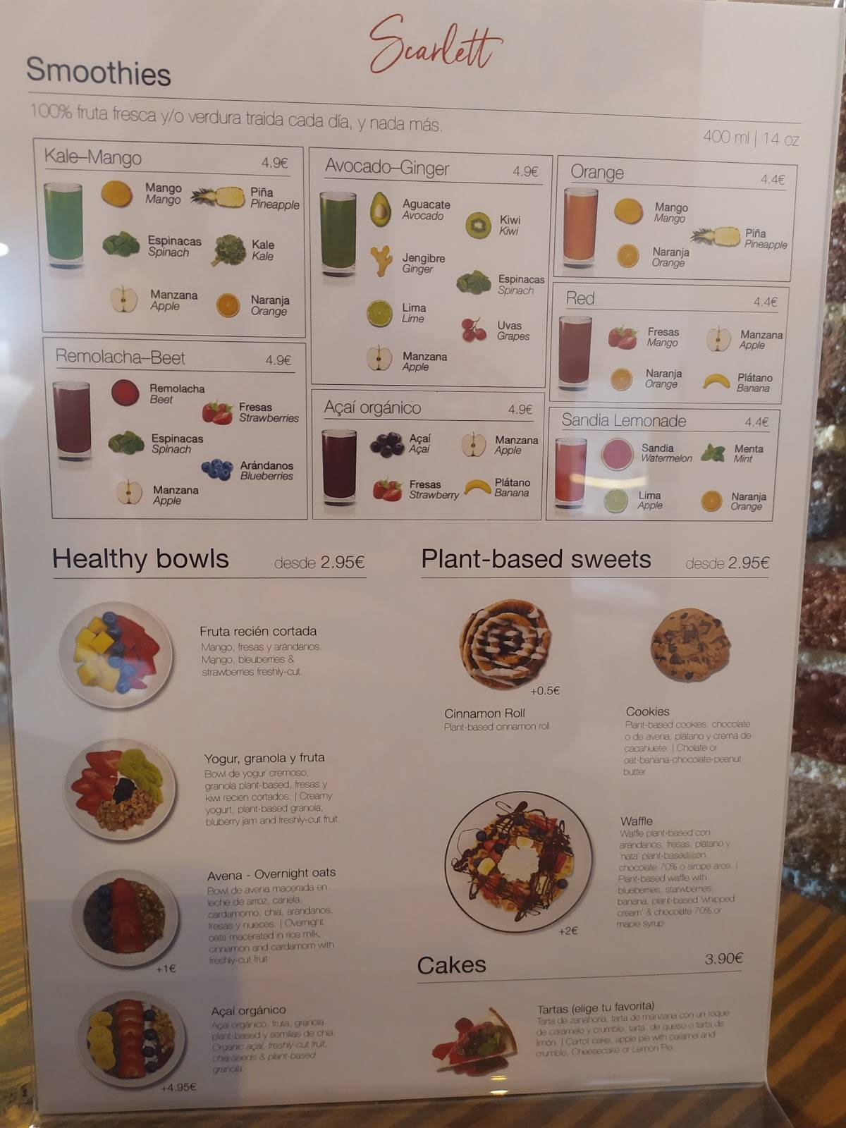 Menu at Scarlett Real Food • Specialty Coffee Restaurante - Cafetería ...