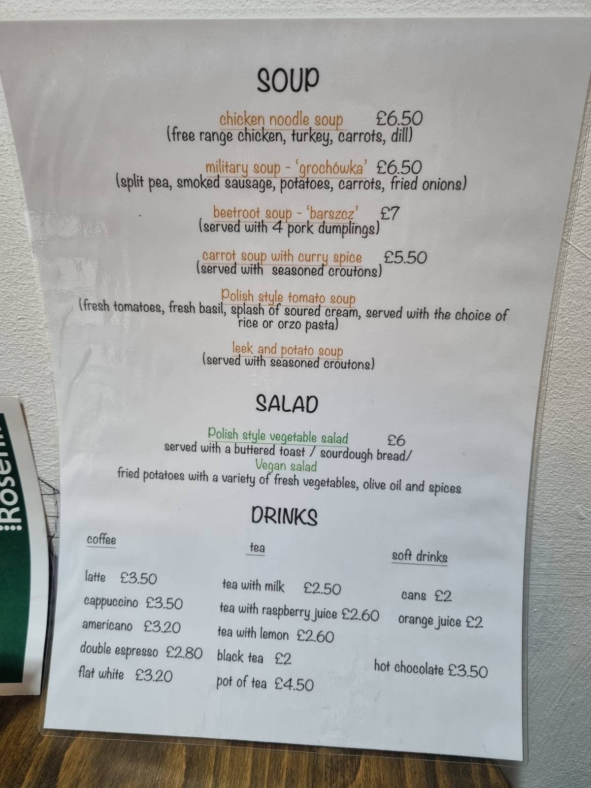 Menu at Silly Goose cafe, Whitehaven