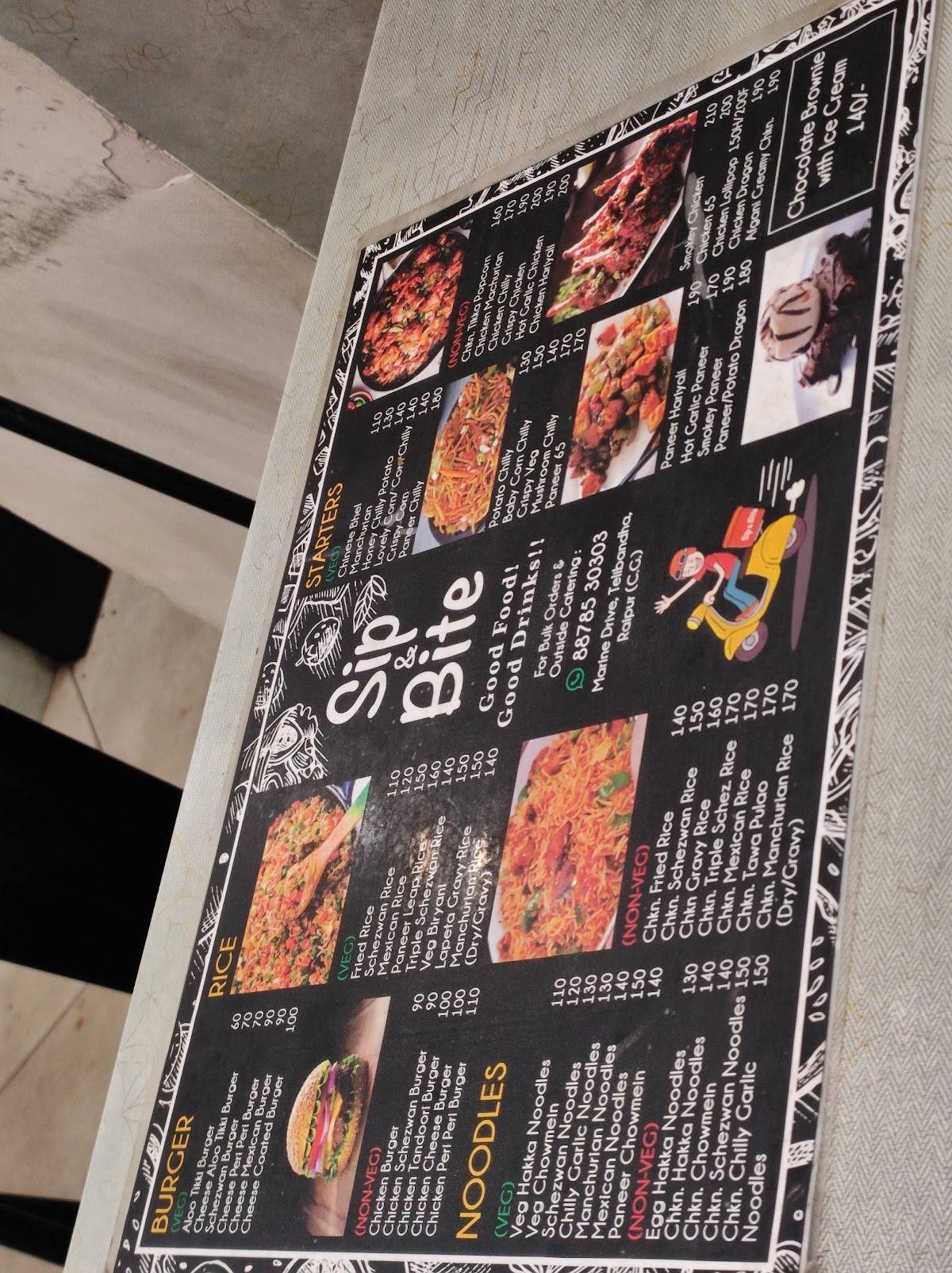 Menu at Sip & Bite cafe, Raipur