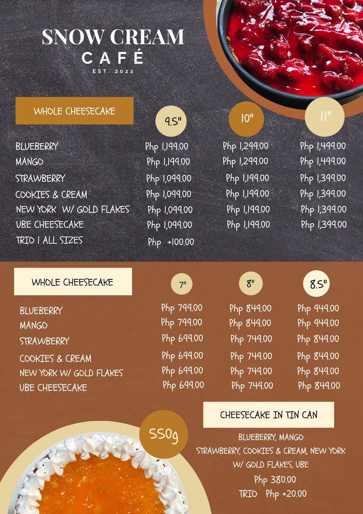 Menu at Snow Cream Cafe San Quintin, San Quintin