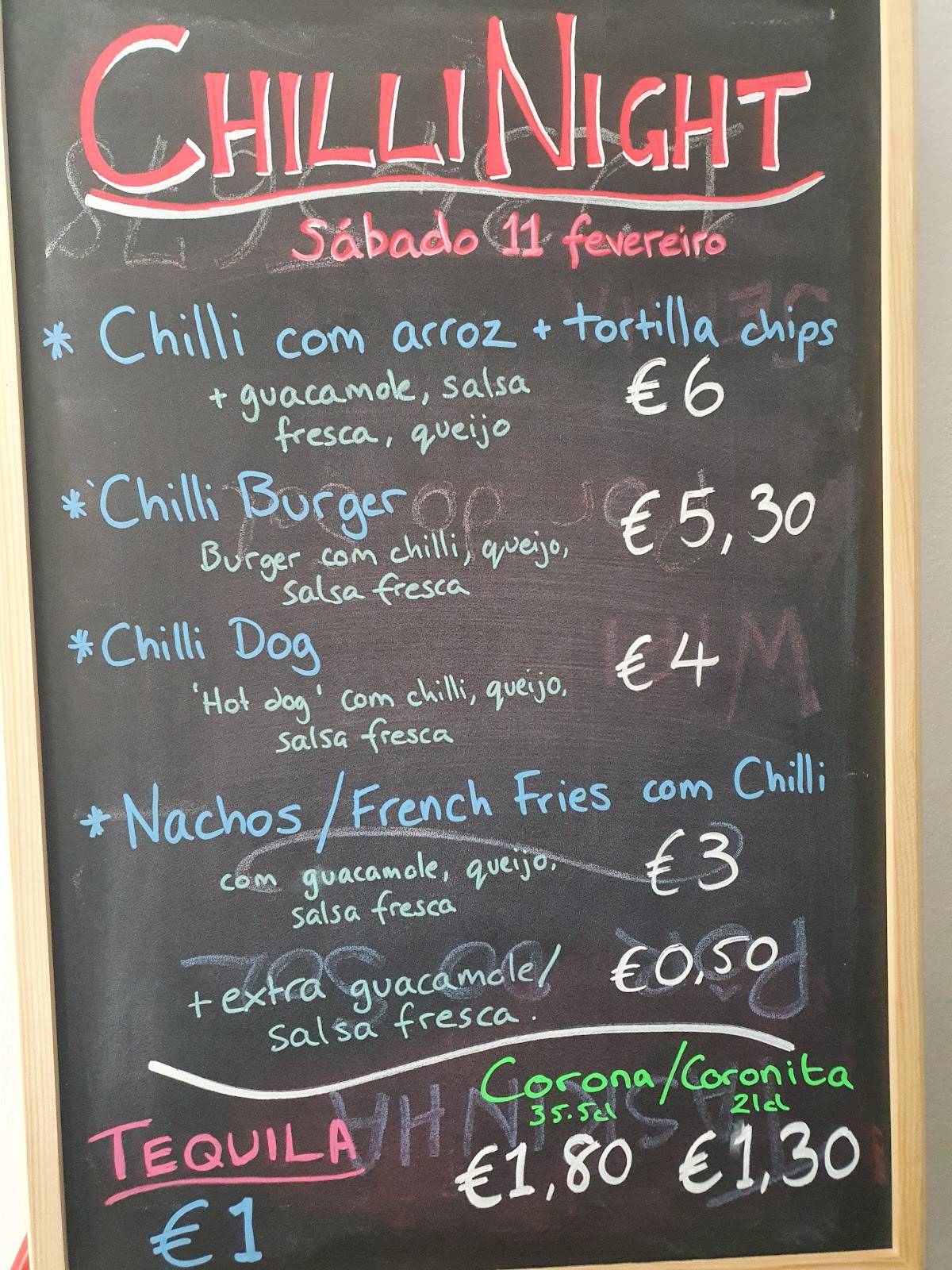 Menu at Taskinha Pôr do Sol cafe, Portugal