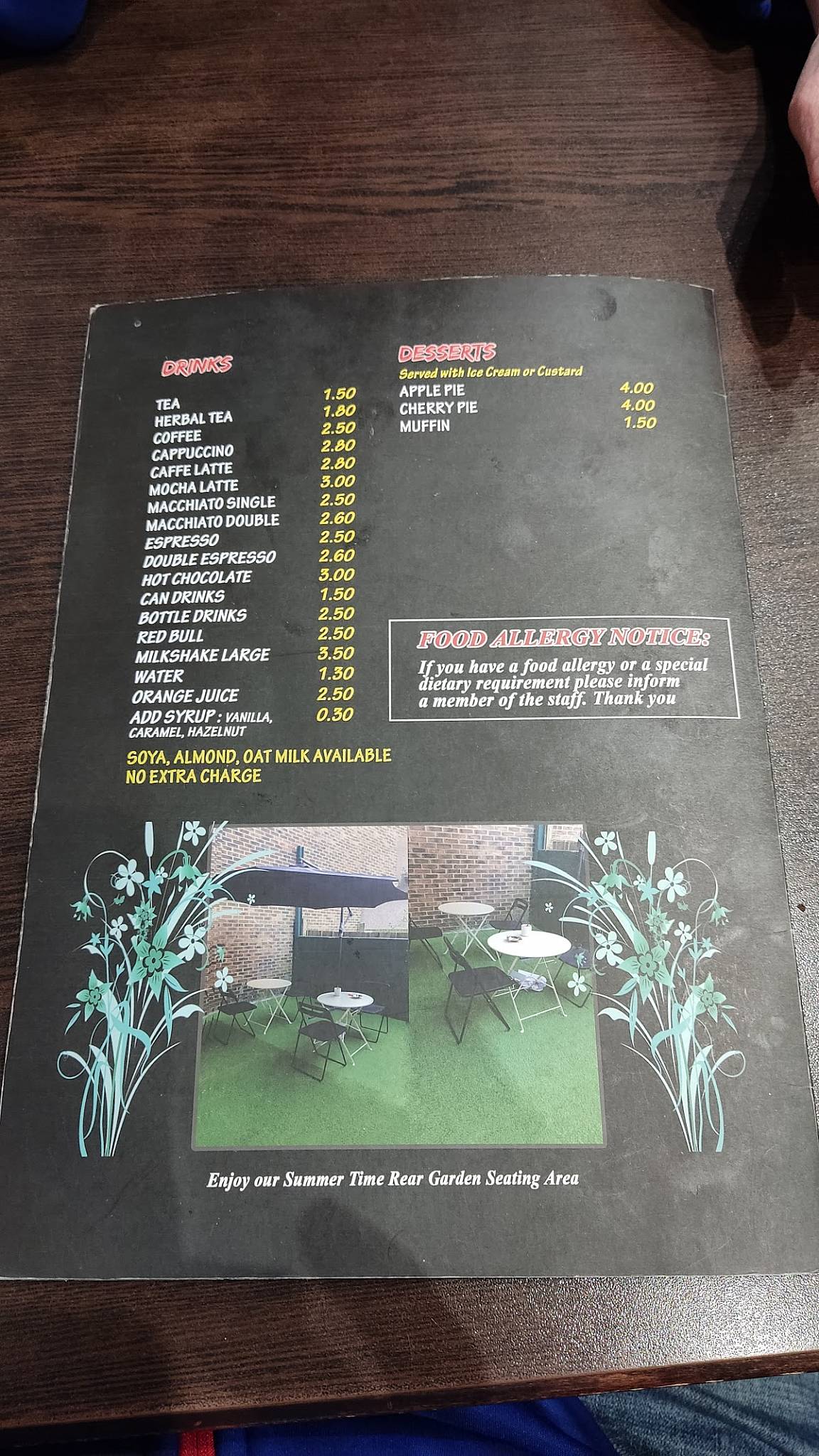 Menu at The Class Cafe (Purley Cafe), Purley