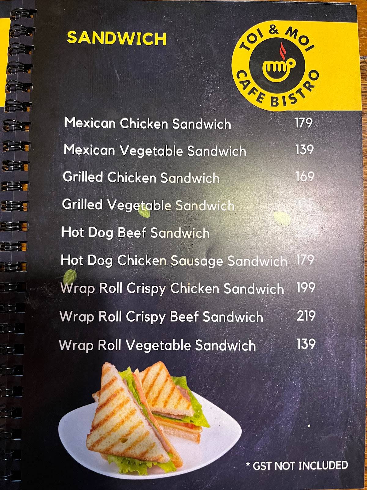 Menu at Toi & Moi, Thiruvananthapuram