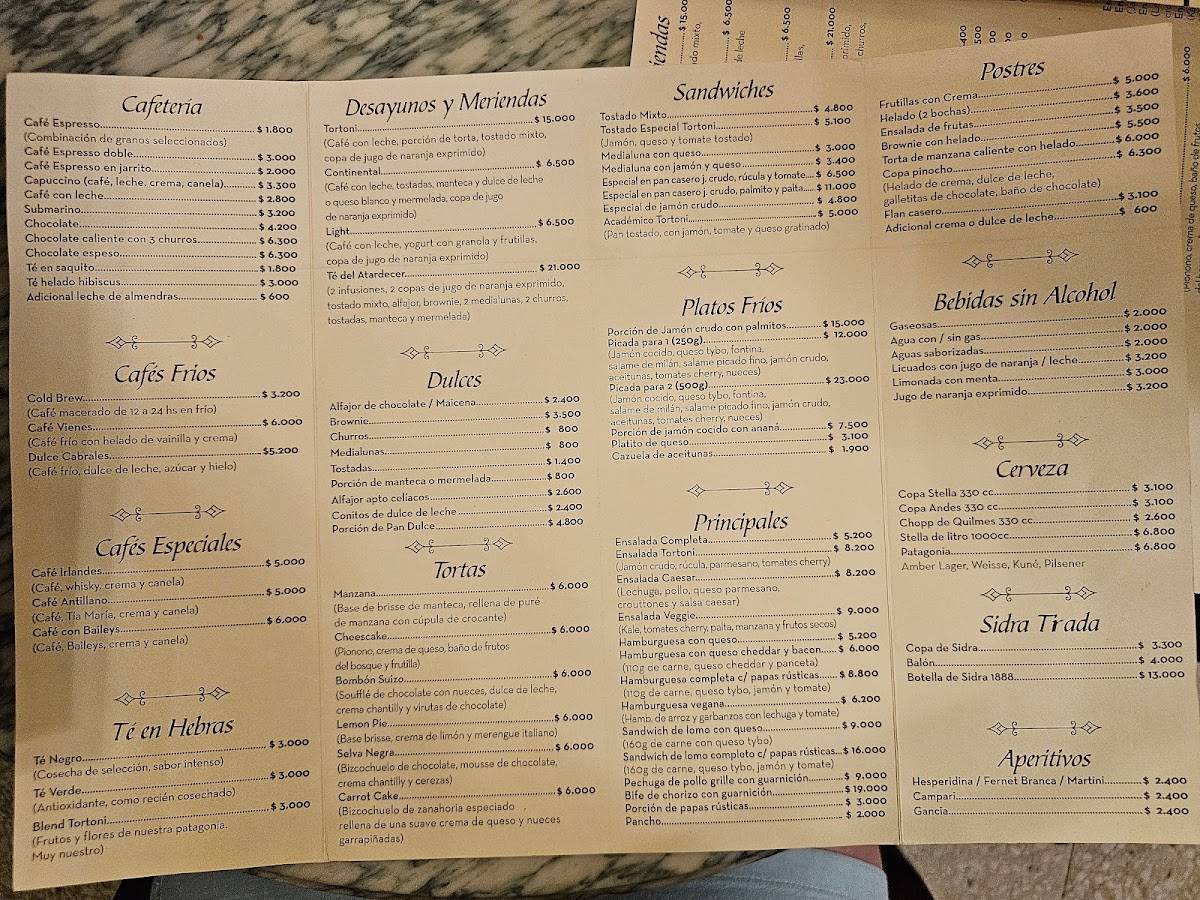 Menu at Café Tortoni, Buenos Aires, Av. de Mayo 825