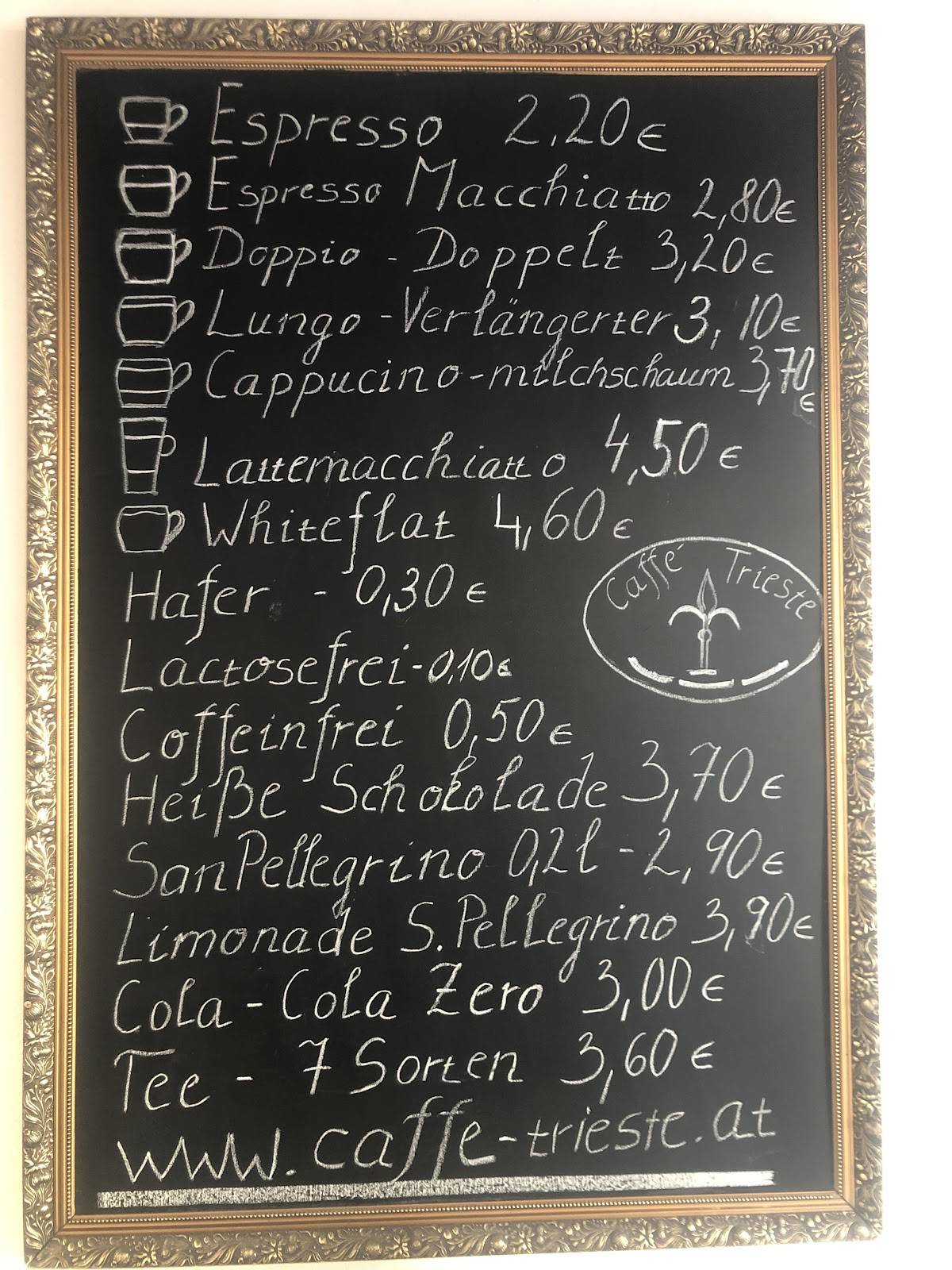 Speisekarte von Caffe Trieste cafe, Schwechat