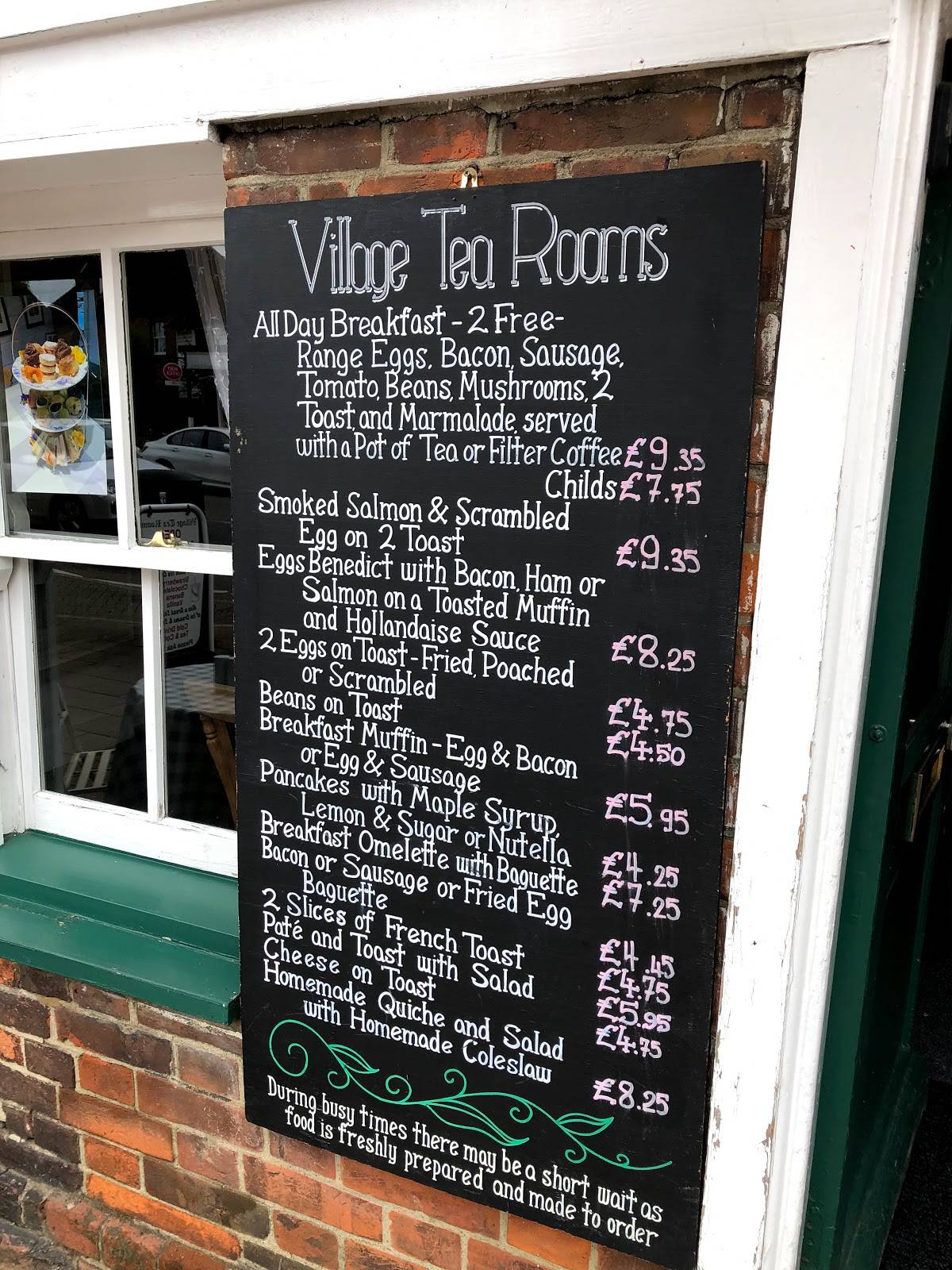 Menu at Village Tea Rooms cafe, Headcorn