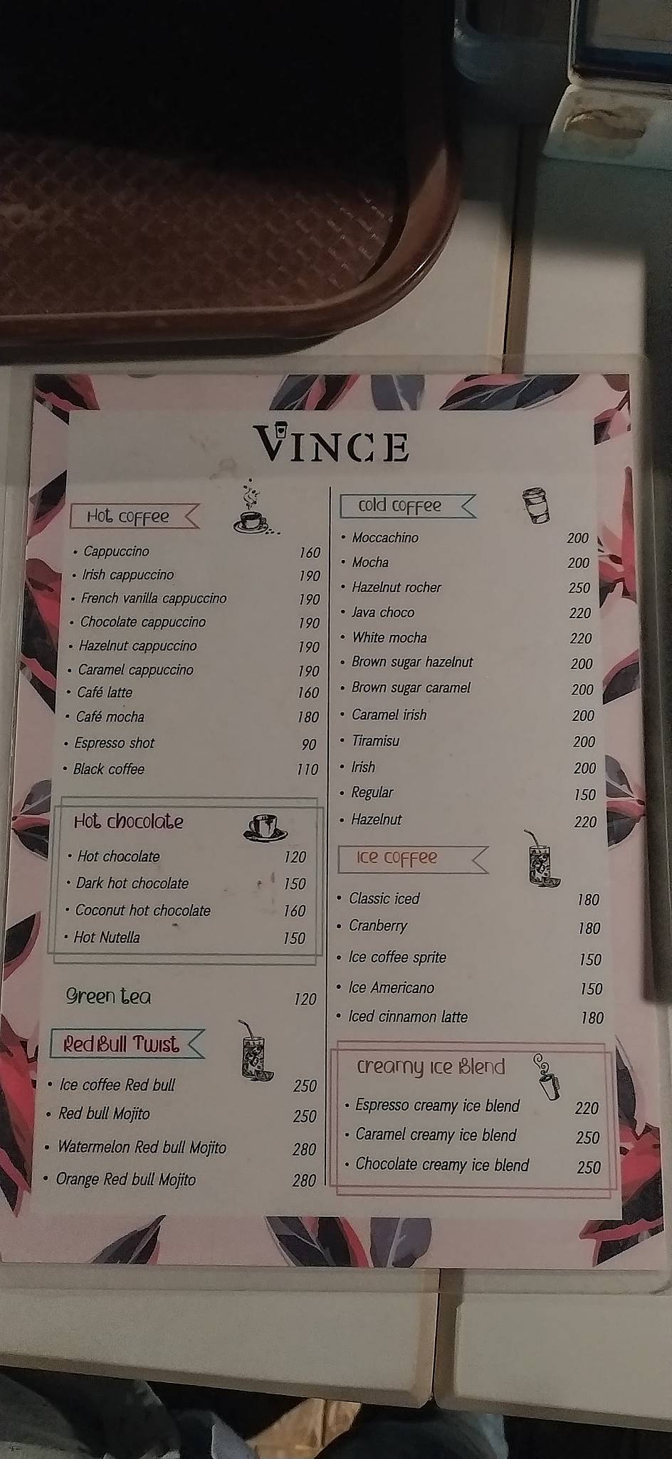 Menu at Vince cafe, Ahmedabad, Karnavati Club Rd