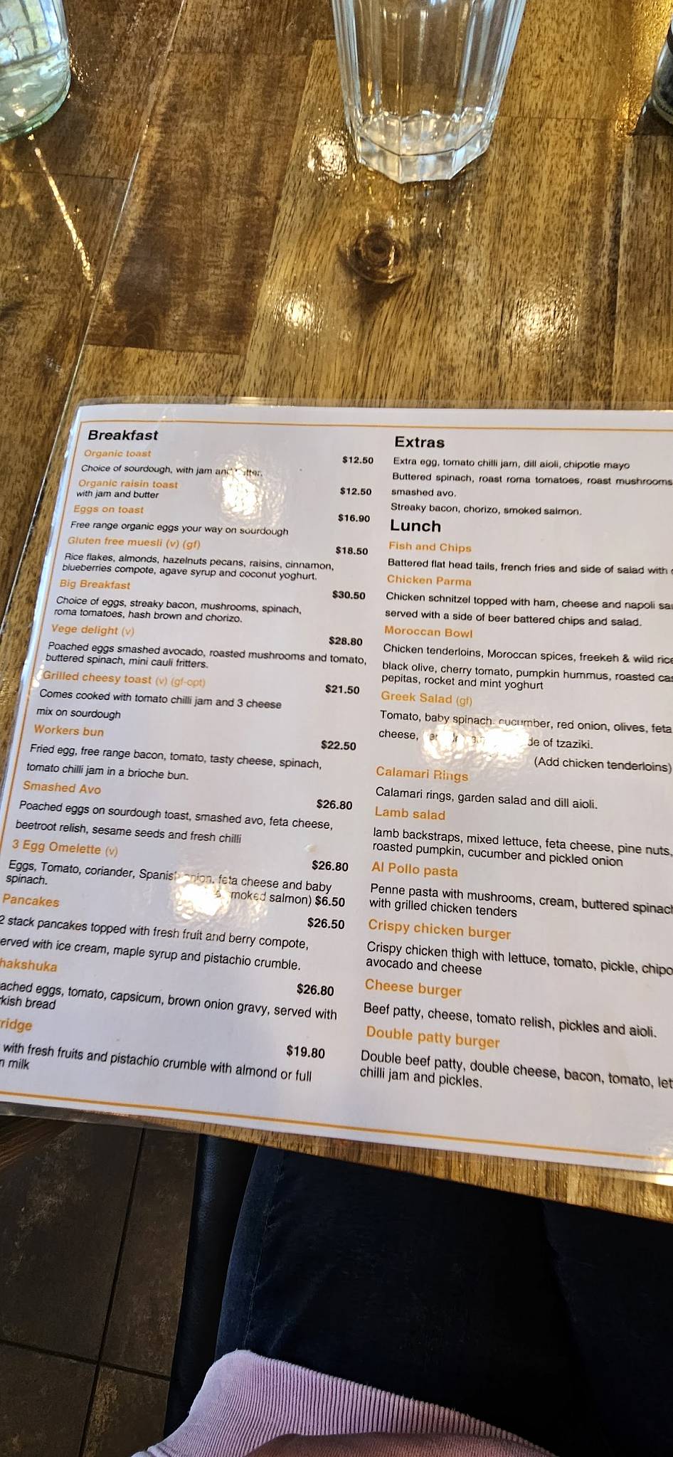 Menu at Cafe Windchimes, Doncaster East