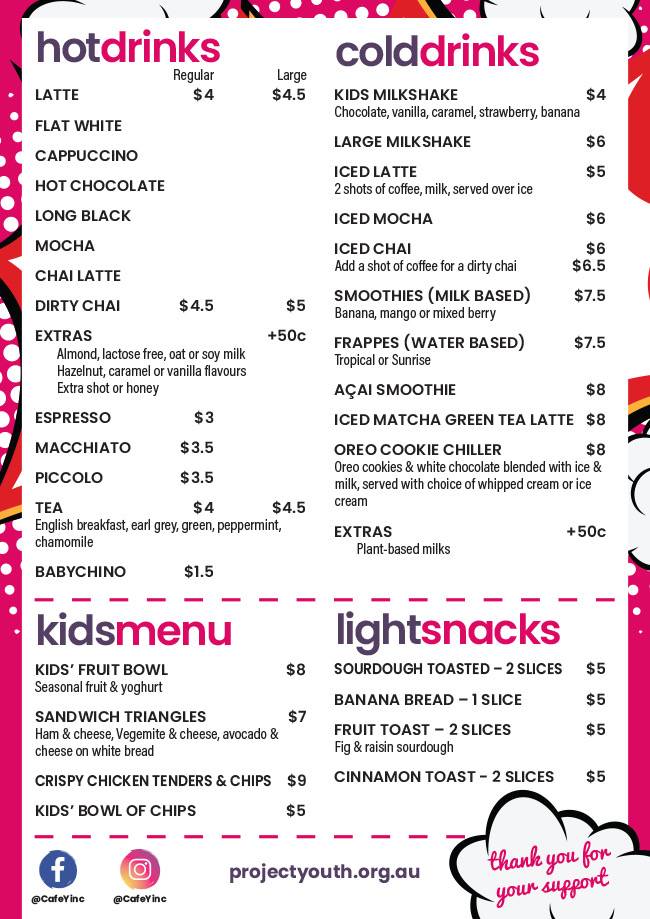 Menu at Cafe Social, Menai