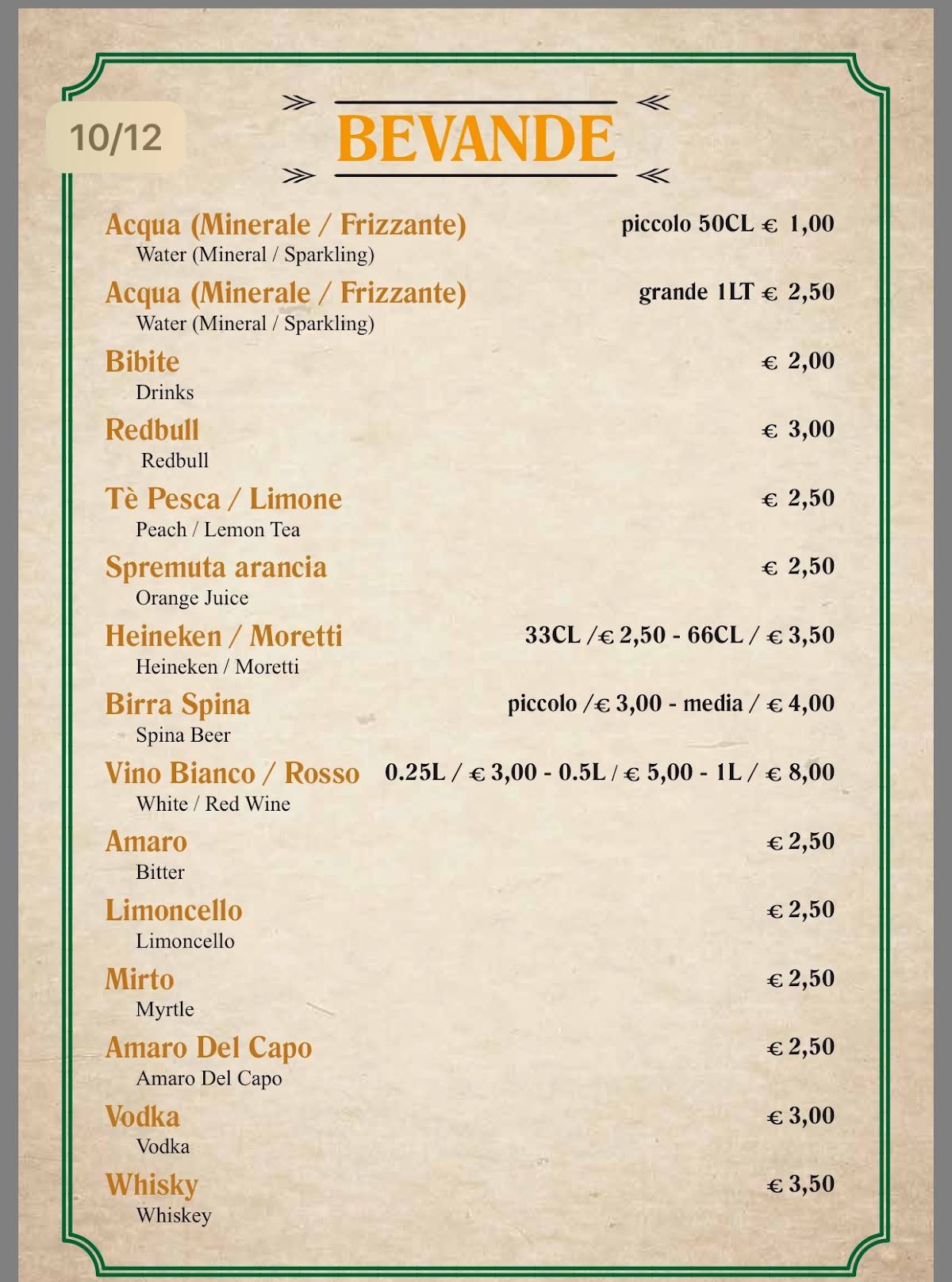 Speisekarte von pizzeria & bar 82, Mailand, Via Giorgio Washington