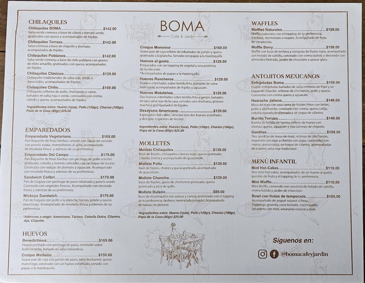 Carta de BOMA CAFE Y JARDIN, Guadalajara, Monte Líbano 32