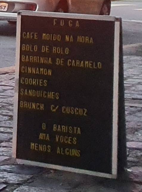 Menu at Fuga - Café e Ócio, Curitiba