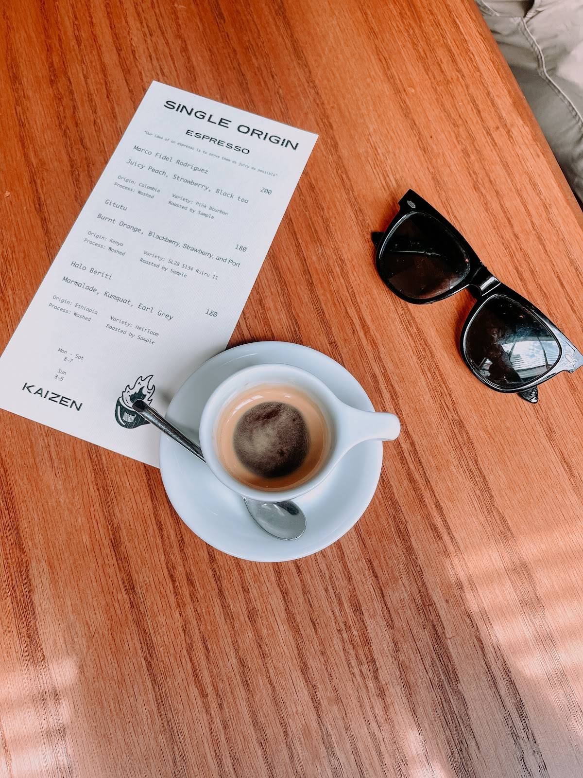 Menu at Kaizen Coffee Sukhumvit 49 cafeteria, Bangkok