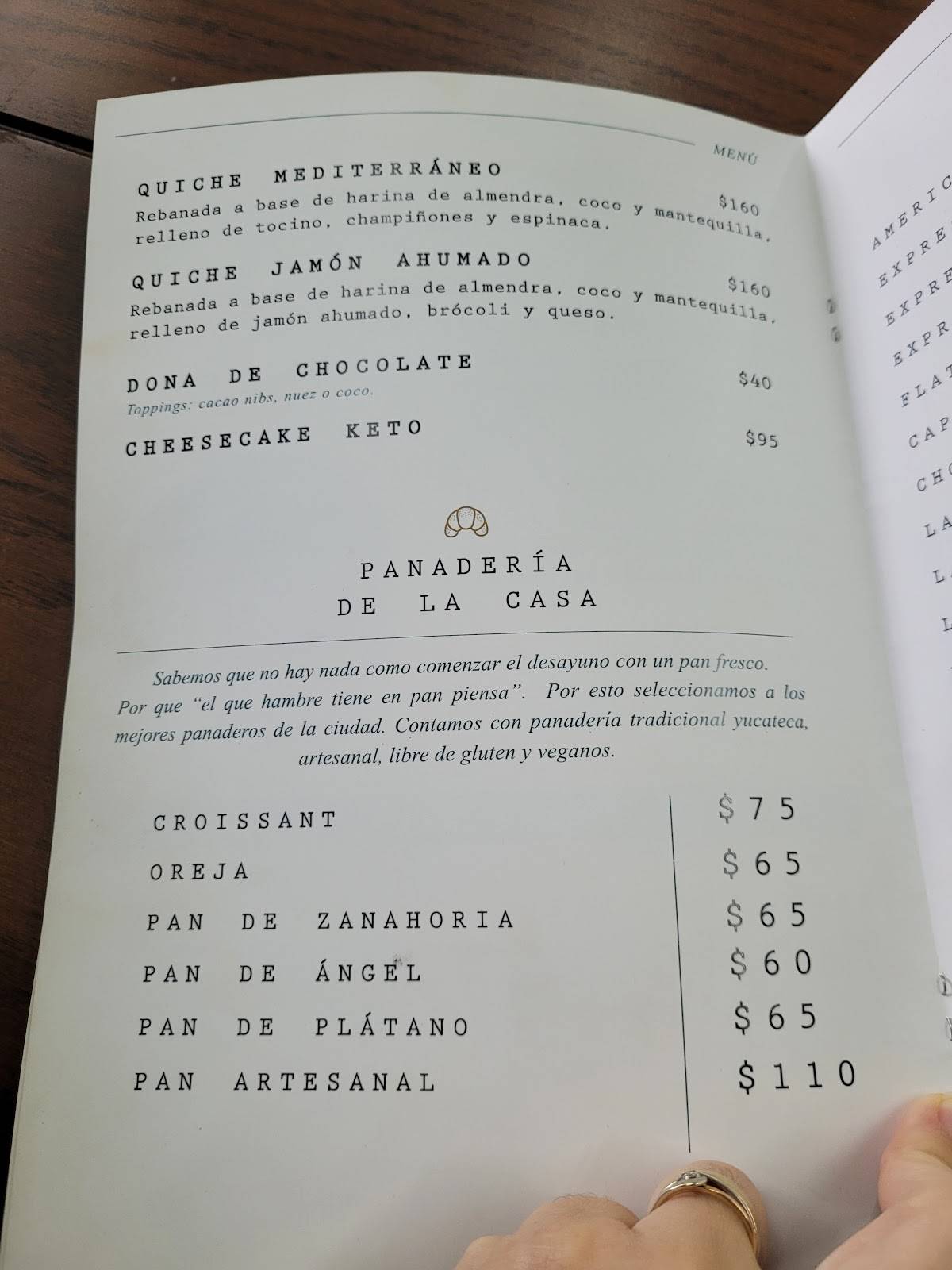 Carta de PASTO CAFE, Merida