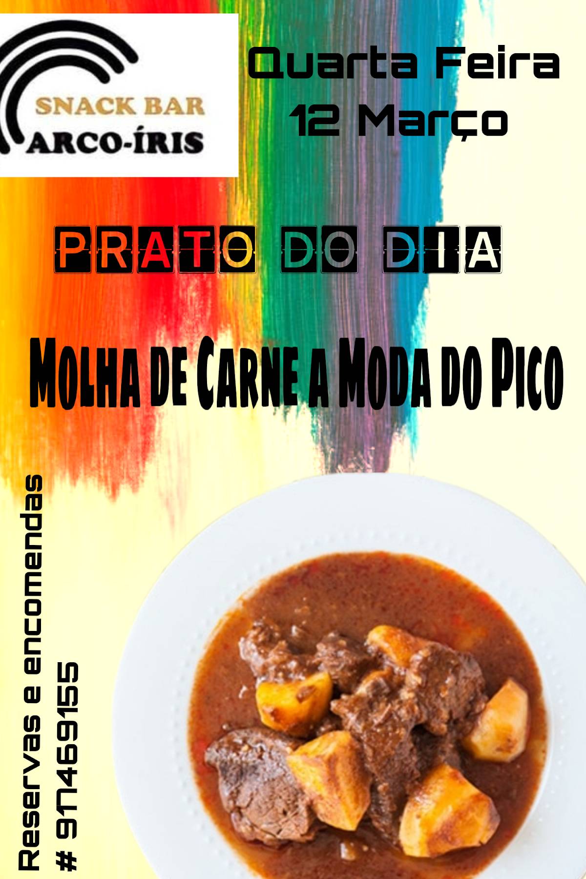 Menu em Snackbar Arco-íris, São Mateus