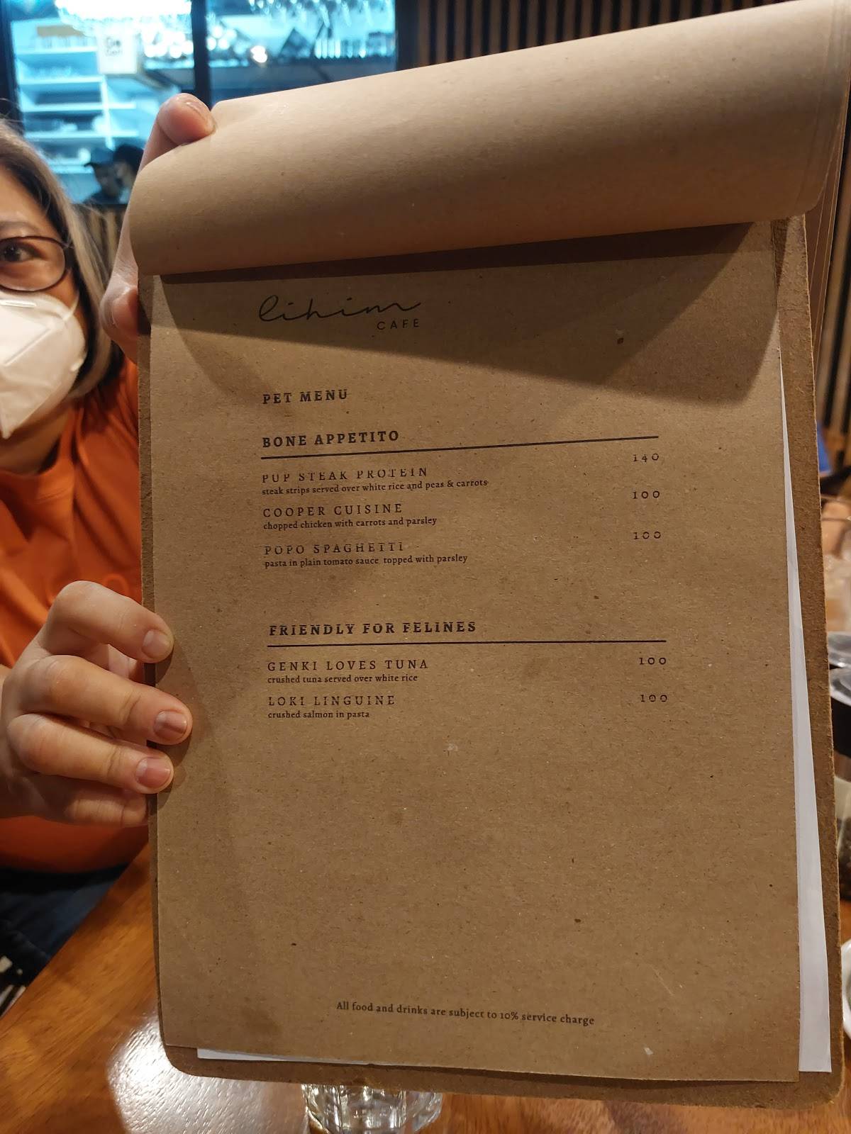 Menu at Lihim Cafe, Santo Tomas