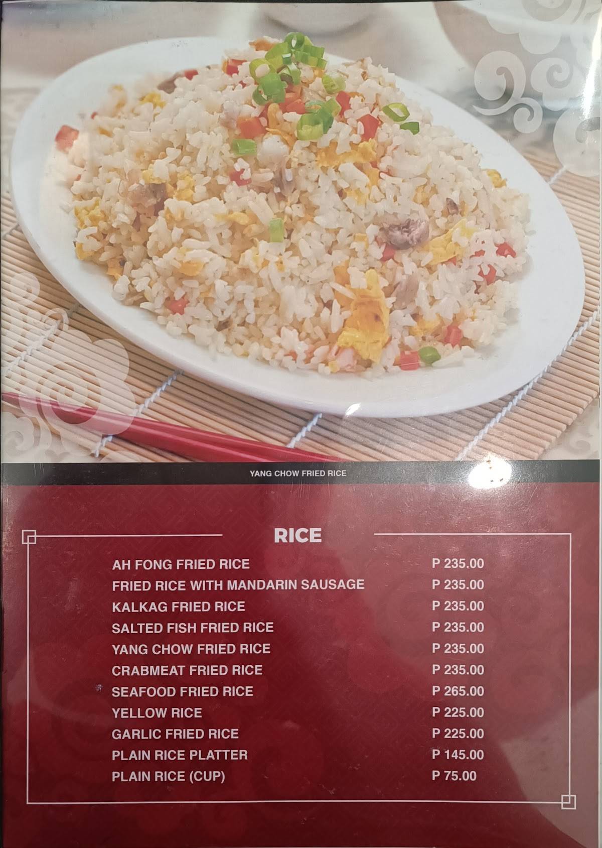 Menu at Ah Fong Asian Cuisine restaurant, Cagayan de Oro, 2nd floor