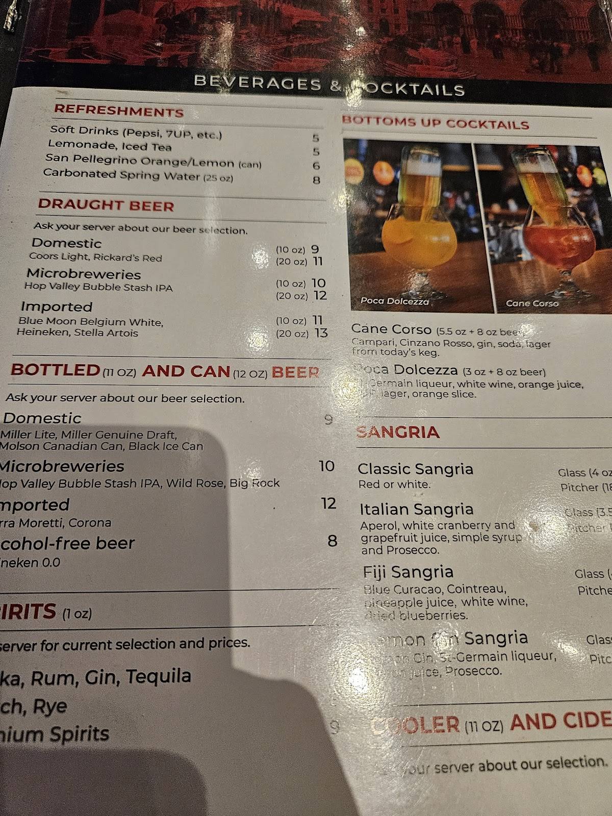 Menu au Pacini Calgary Northeast restaurant, Calgary, 123 Freeport Blvd NE