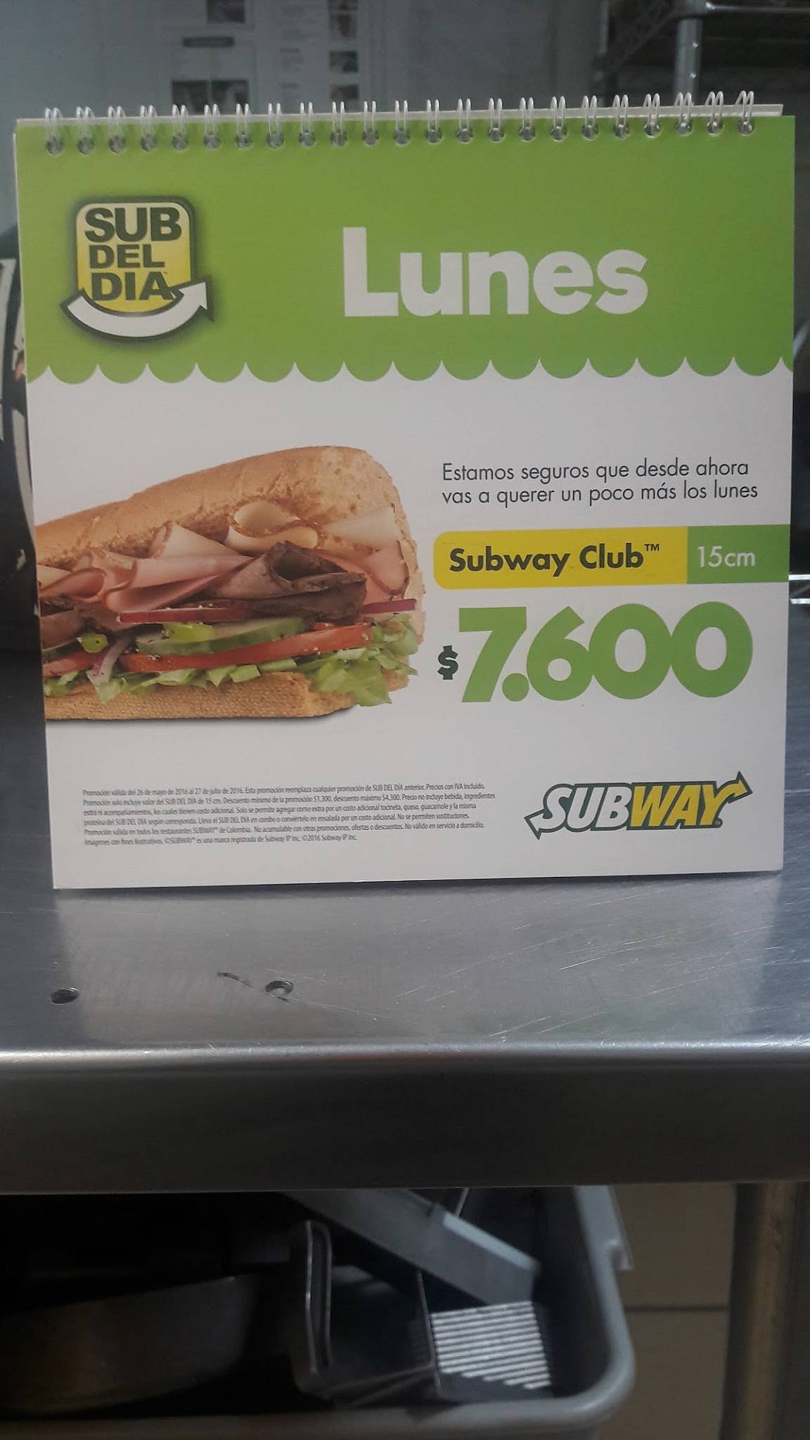 Menu at Subway restaurant, Cali, Calle 52 Norte # 5B-80
