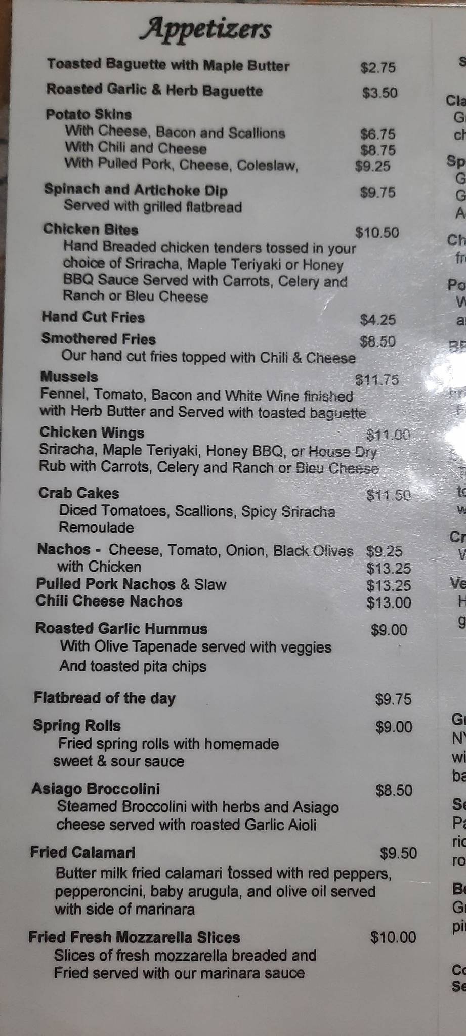 Menu at Martell's at the Red Fox restaurant, Cambridge