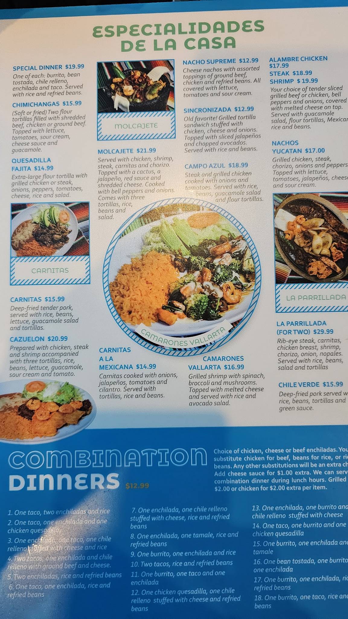 Menu at Campo Azul Mexican Kitchen restaurant, Summerfield