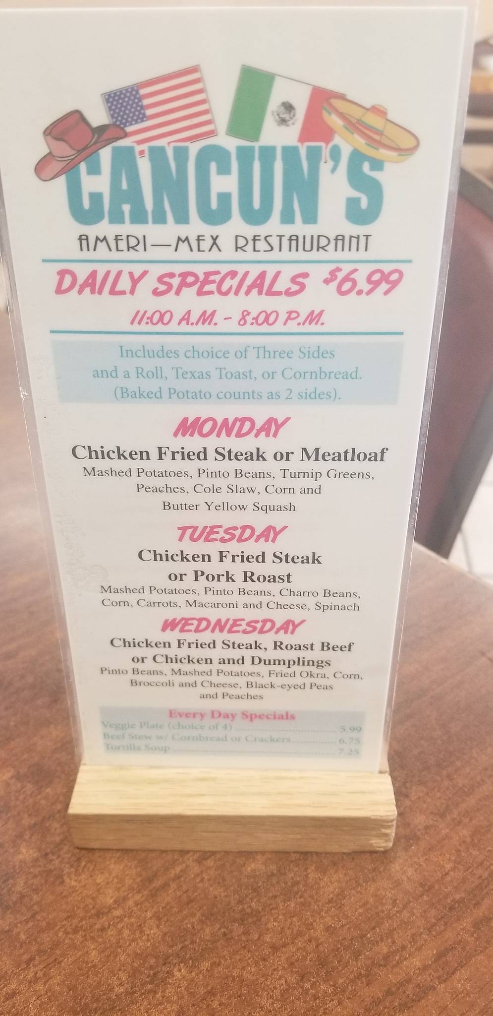 Menu at Cancuns Ameri-mex Restaurant, Red Oak