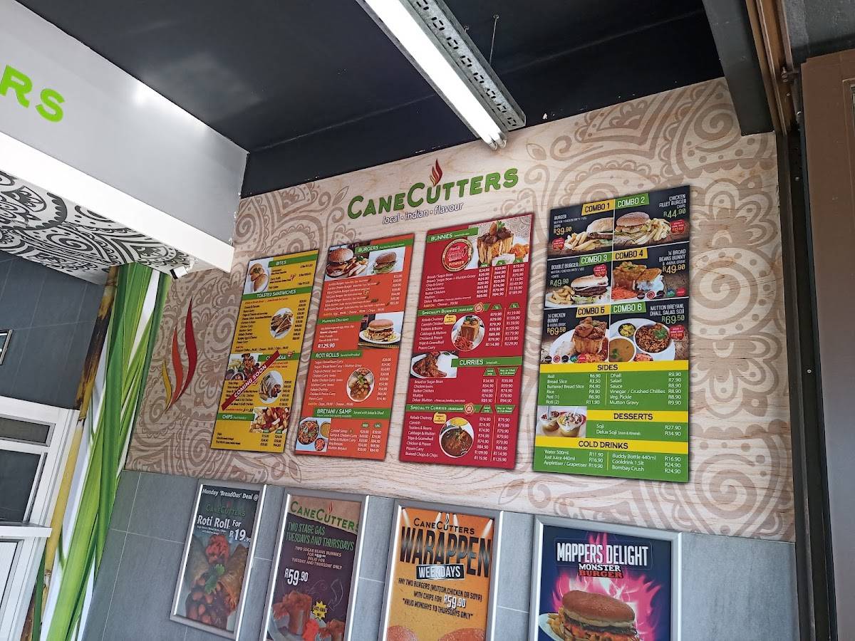 Menu at Canecutters Glen Ashley, Durban North