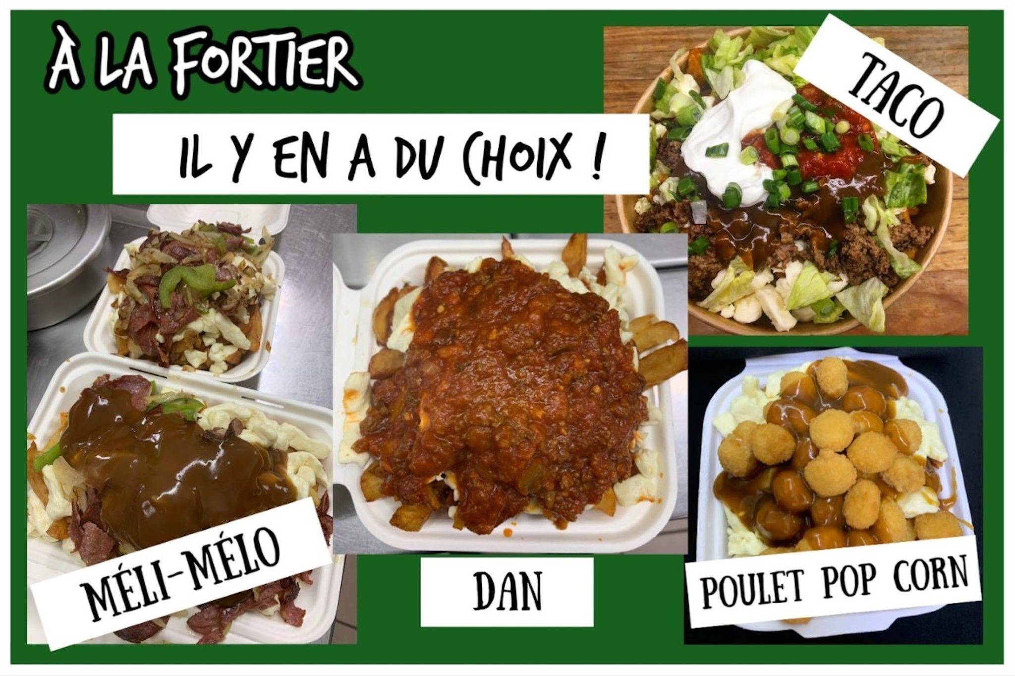Menu au Cantine Fortier restaurant, Amqui
