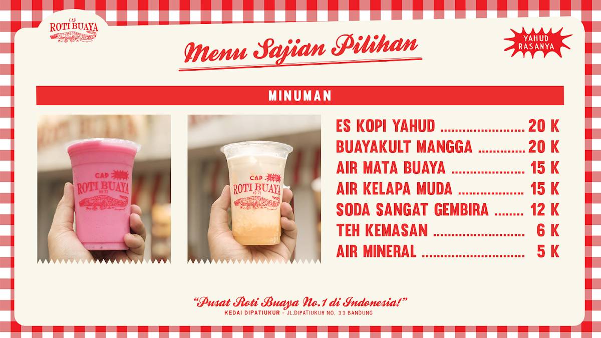 Menu at Cap Roti Buaya Cilaki, Bandung