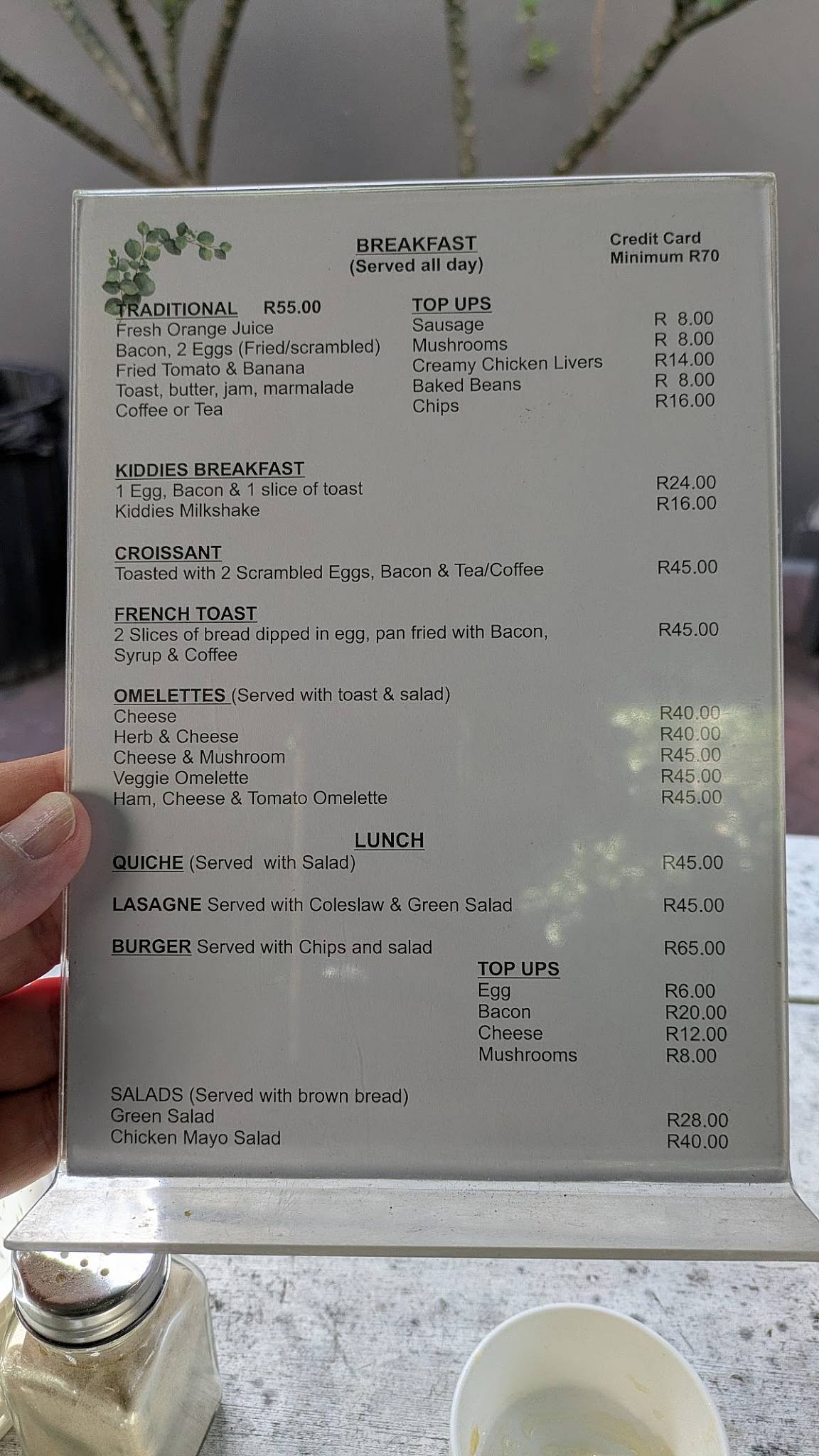 Menu at Penny Lane restaurant, Cape Town, 4 Penny Lane