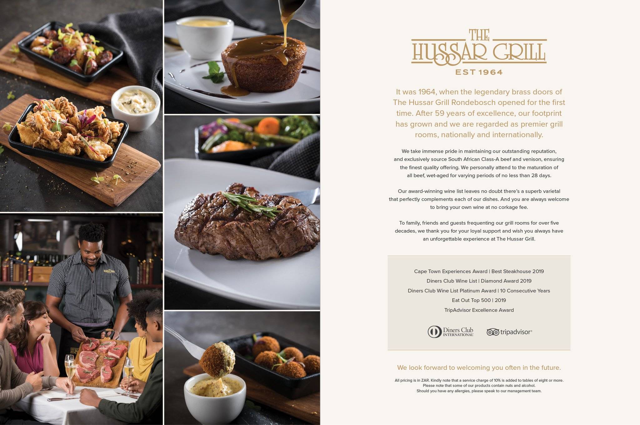 Menu at The Hussar Grill Mouille Point restaurant, Cape Town, New ...