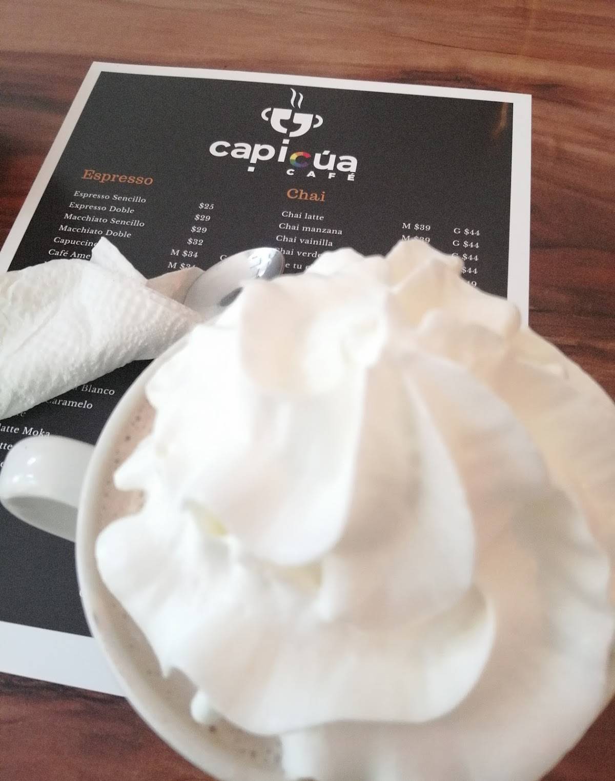 Carta de Capicúa café, Guadalajara
