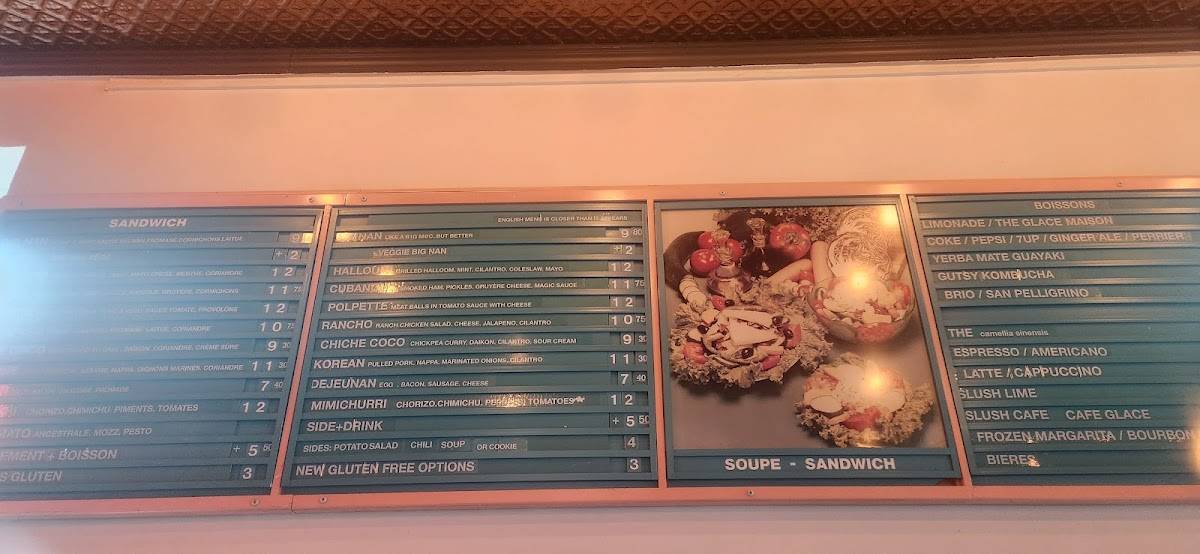 Menu au Capitaine Sandwich restaurant, Montréal