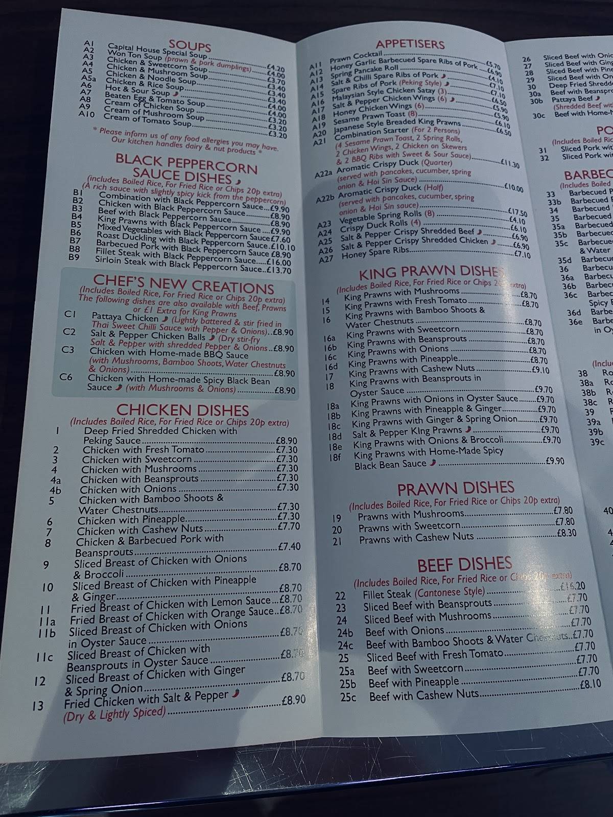 Menu at Capital House Restaurant & Takeaway, Lanark
