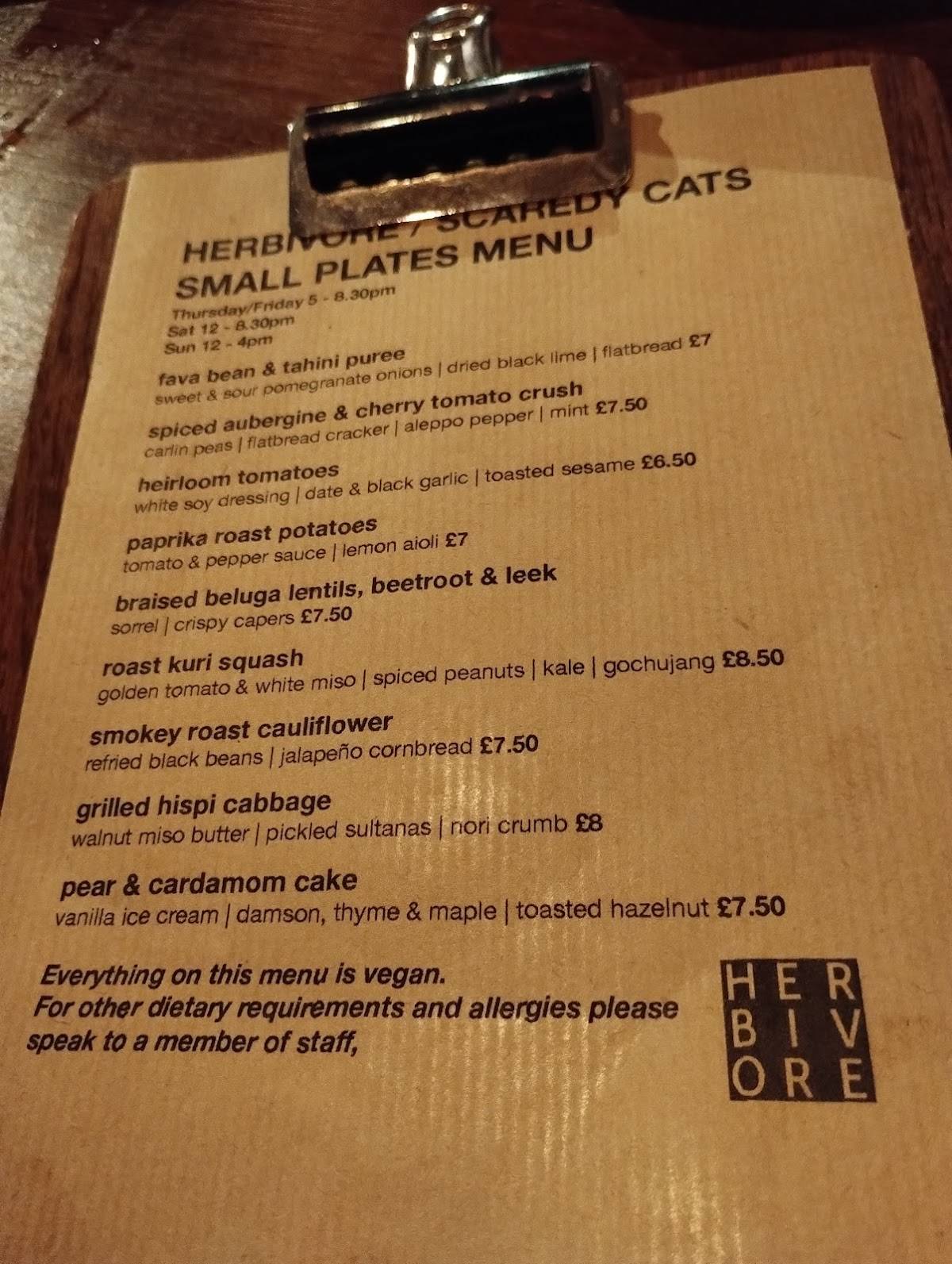 Menu at Scaredy Cats Cafe Bar, Cardiff