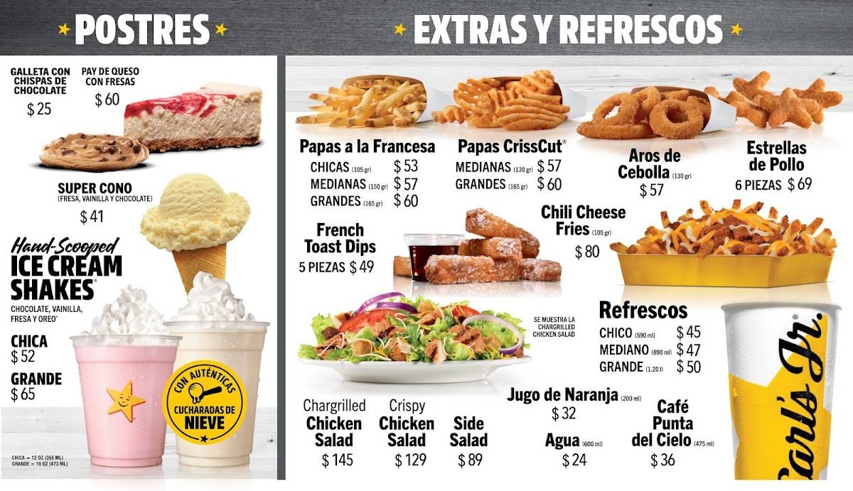 Carta del restaurante Carl's Jr., Reynosa, Blvd. Morelos