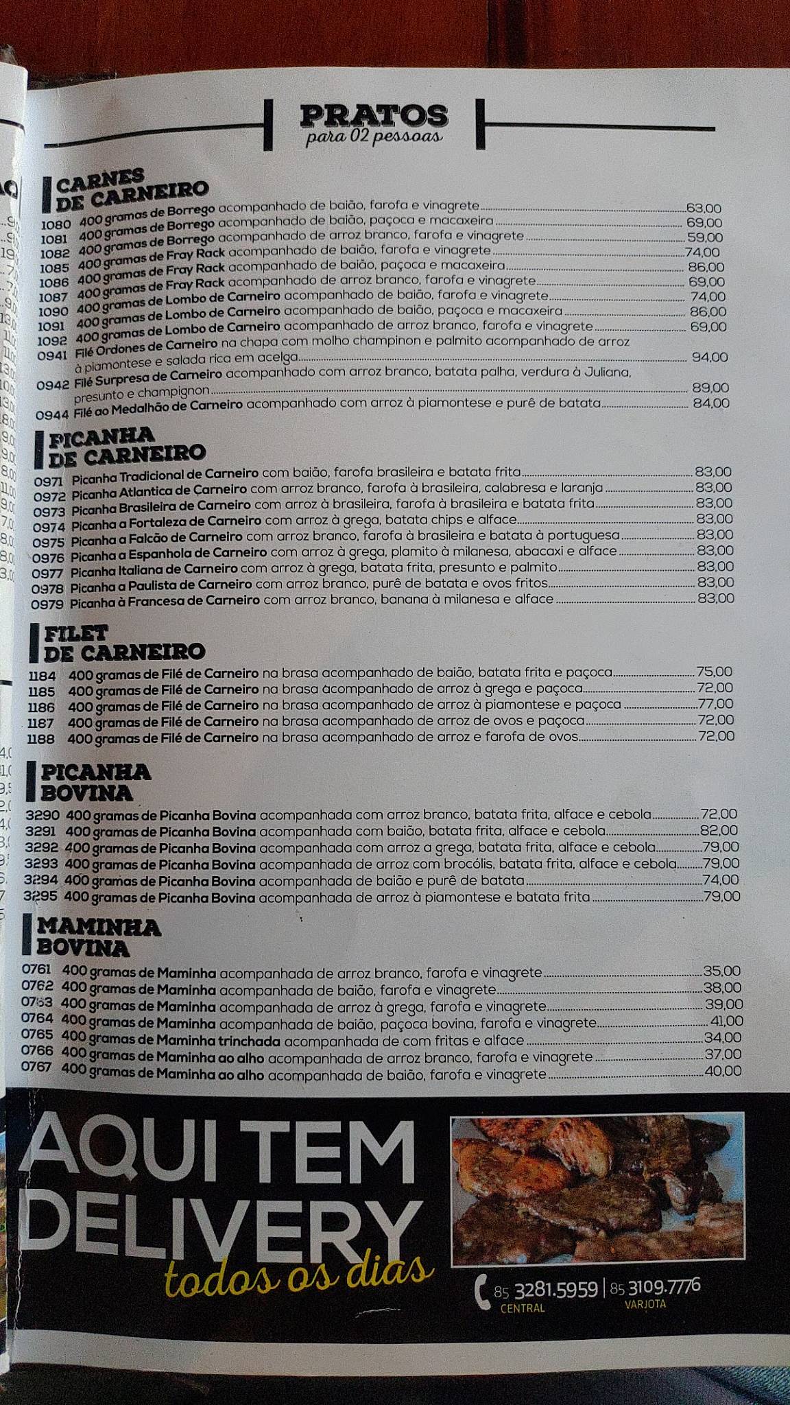 Menu em Carneiro do Ordones restaurante, Fortaleza, R. Frederico Borges