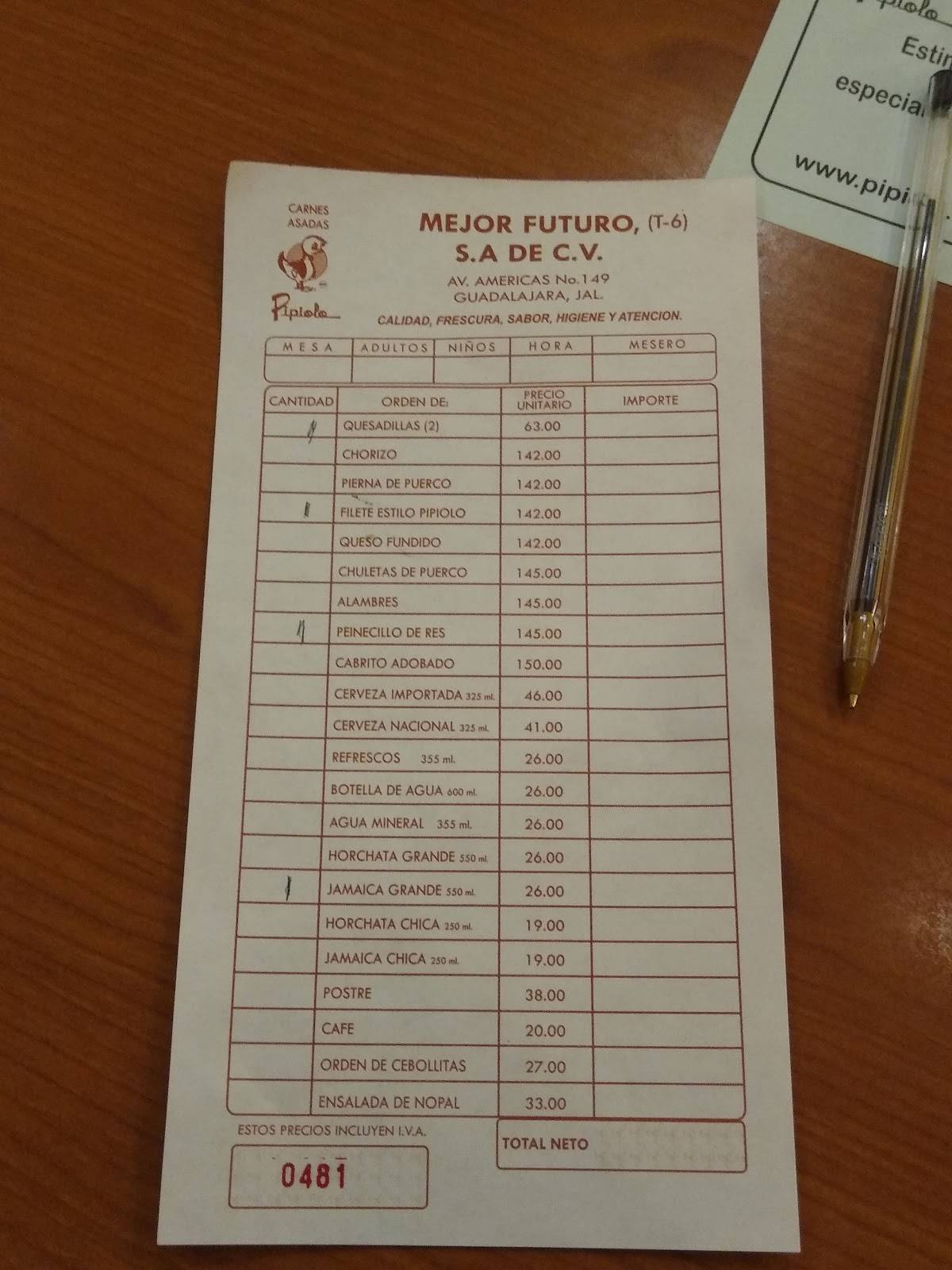 Carta de parrilla Carnes Asadas Pipiolo - Américas, Guadalajara ...