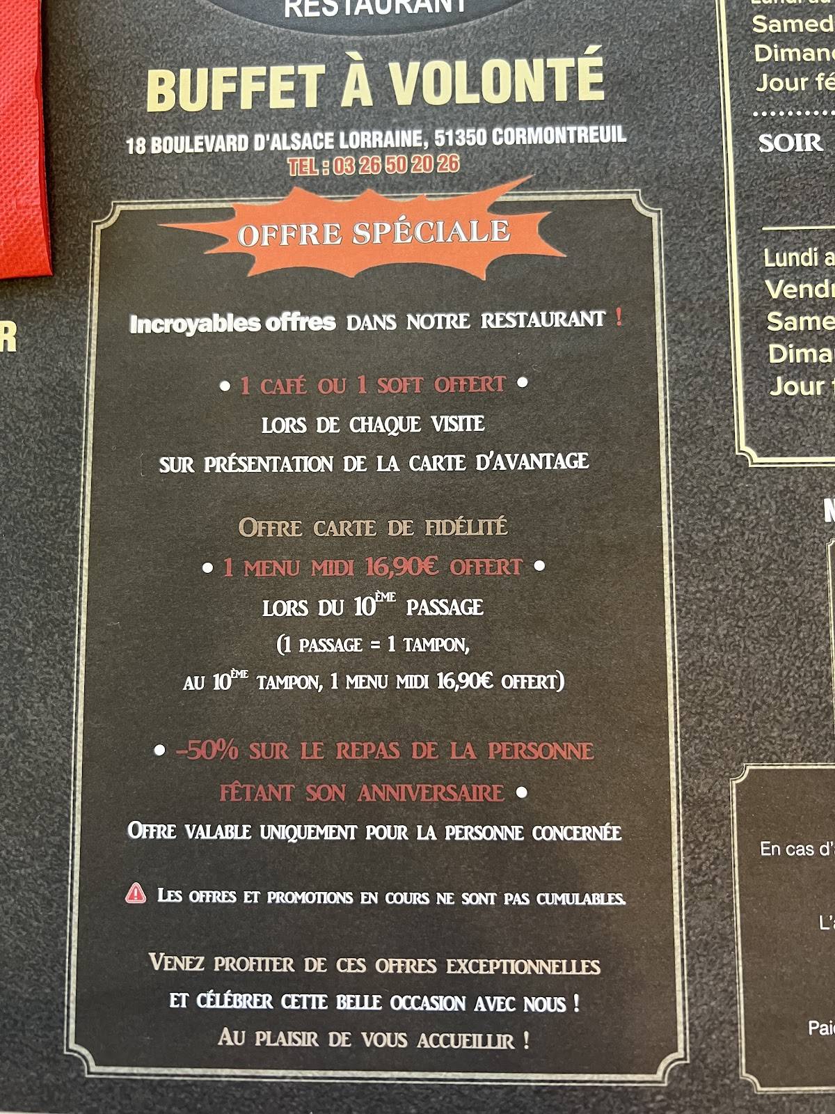 Menu au Carnival Reims restaurant, Cormontreuil