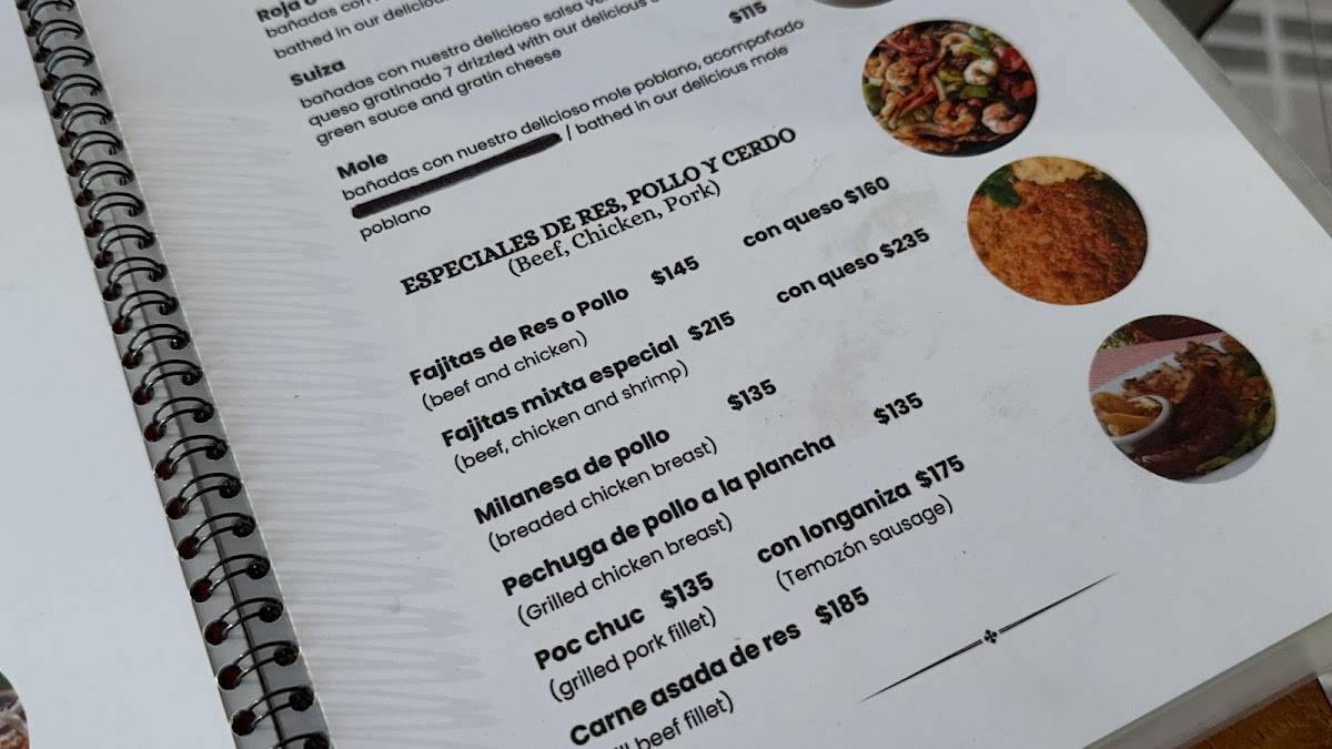 Menu at Casa Bea restaurant, Cancún