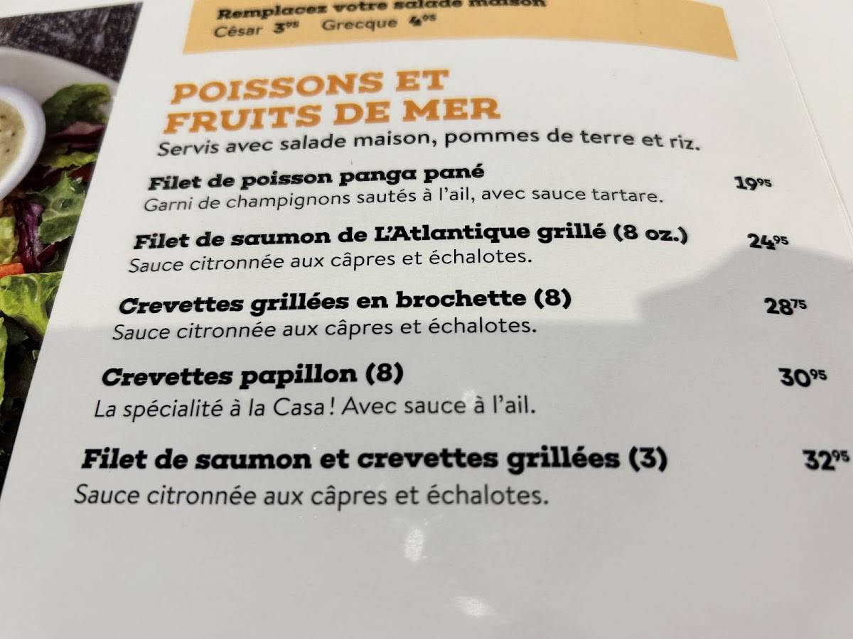 Menu au Casa Grecque restaurant, Gatineau, 200 Principale St