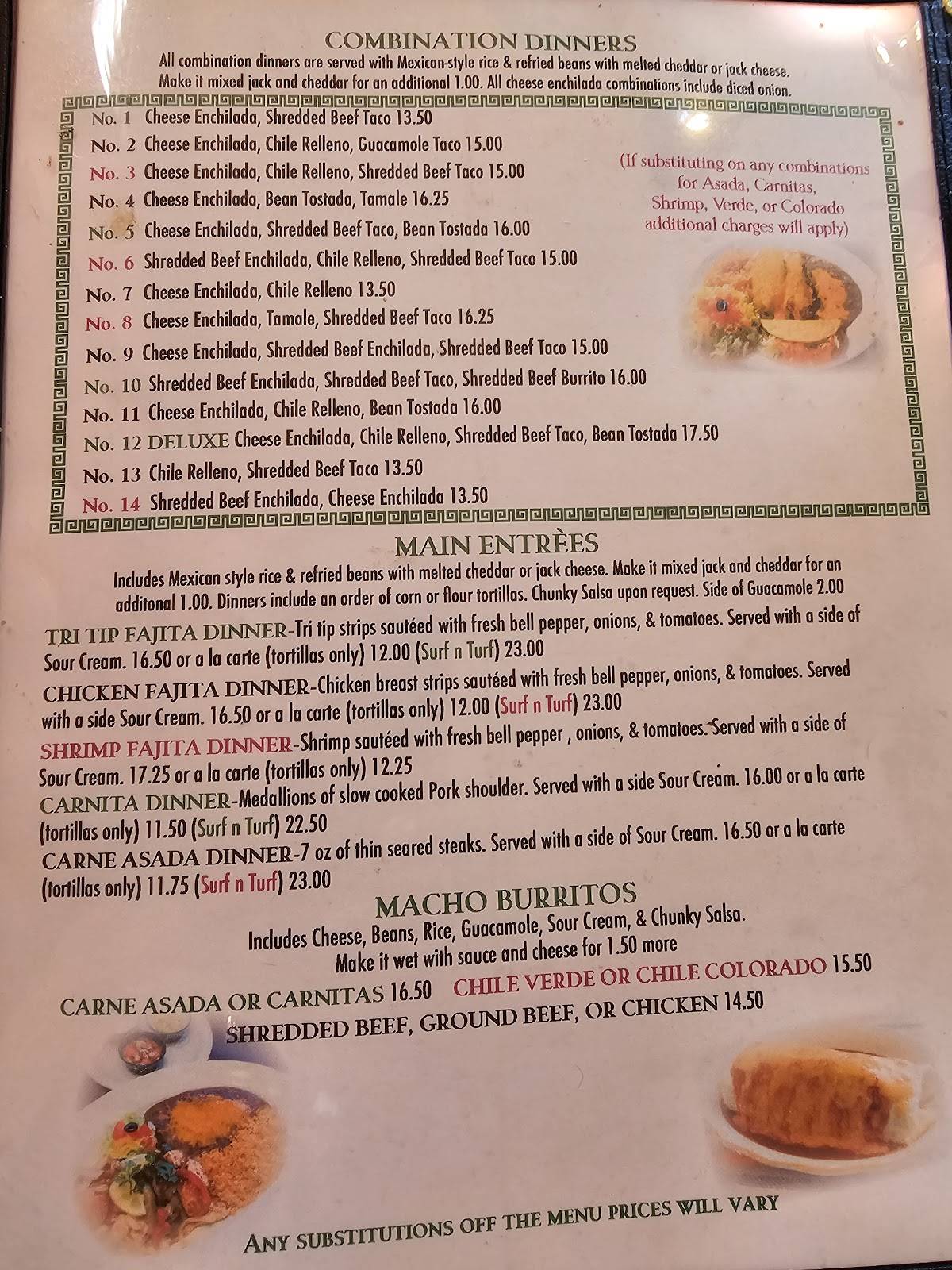 Menu at Casa Mañana Mexican Restaurant Santa Maria, Santa Maria, S Broadway