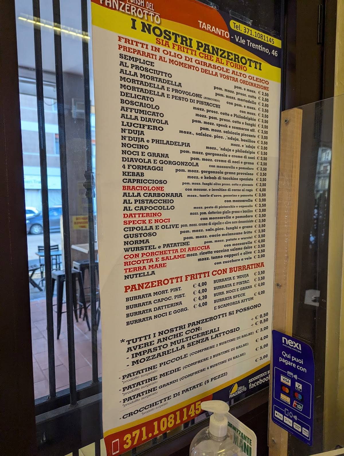 Menu da Casa del panzerotto ristorante, Taranto